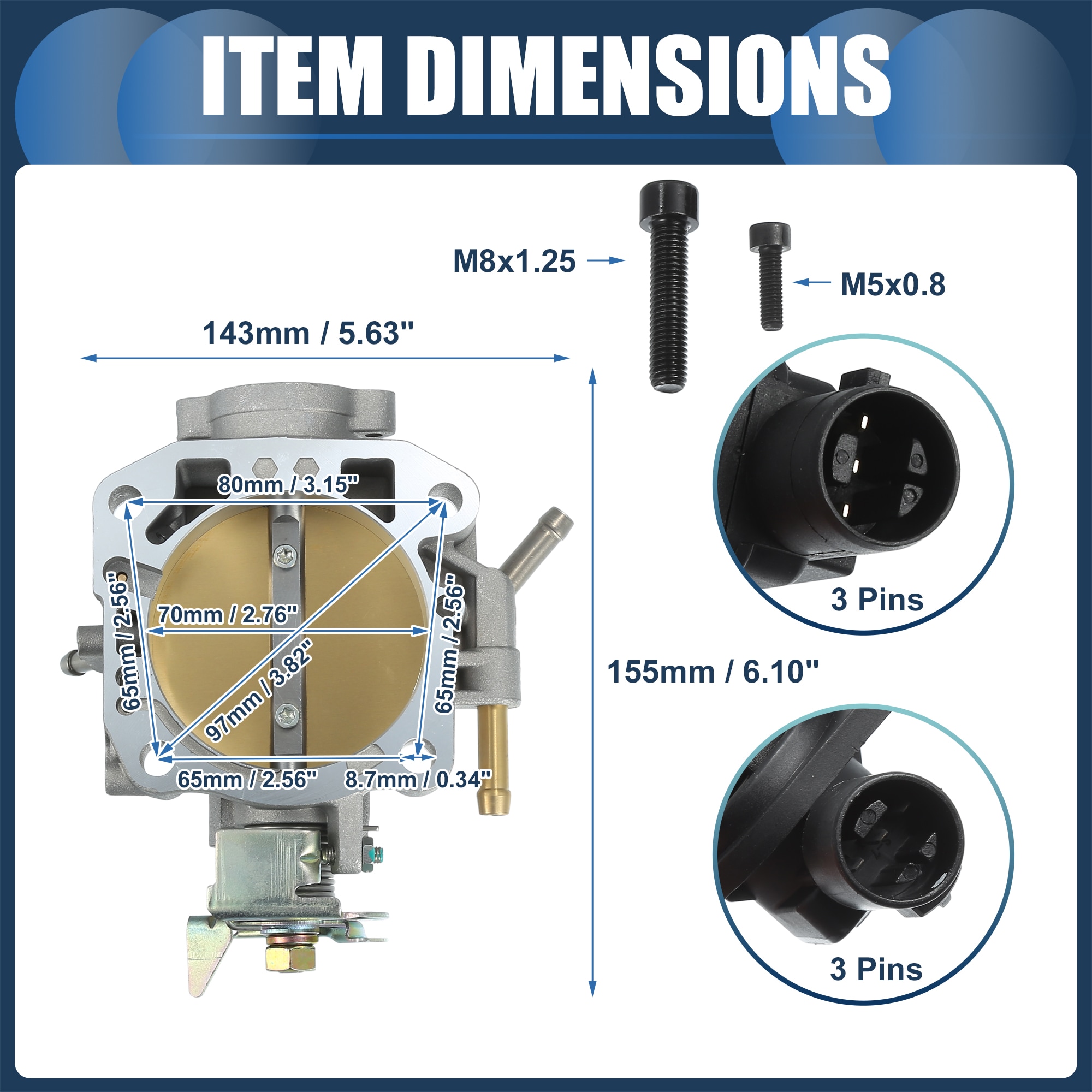 Unique Bargains Throttle Body Assembly 70mm Throttle Body Actuator for ...