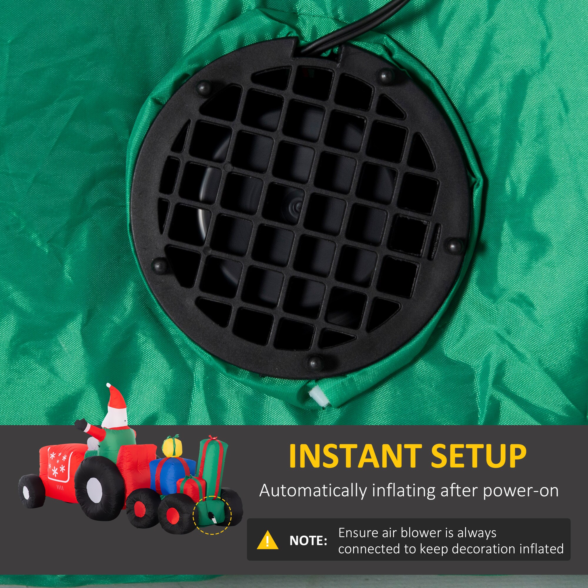 LOVMOR Outsunny 9ft Christmas Inflatable Santa Driving Trailer Gift ...