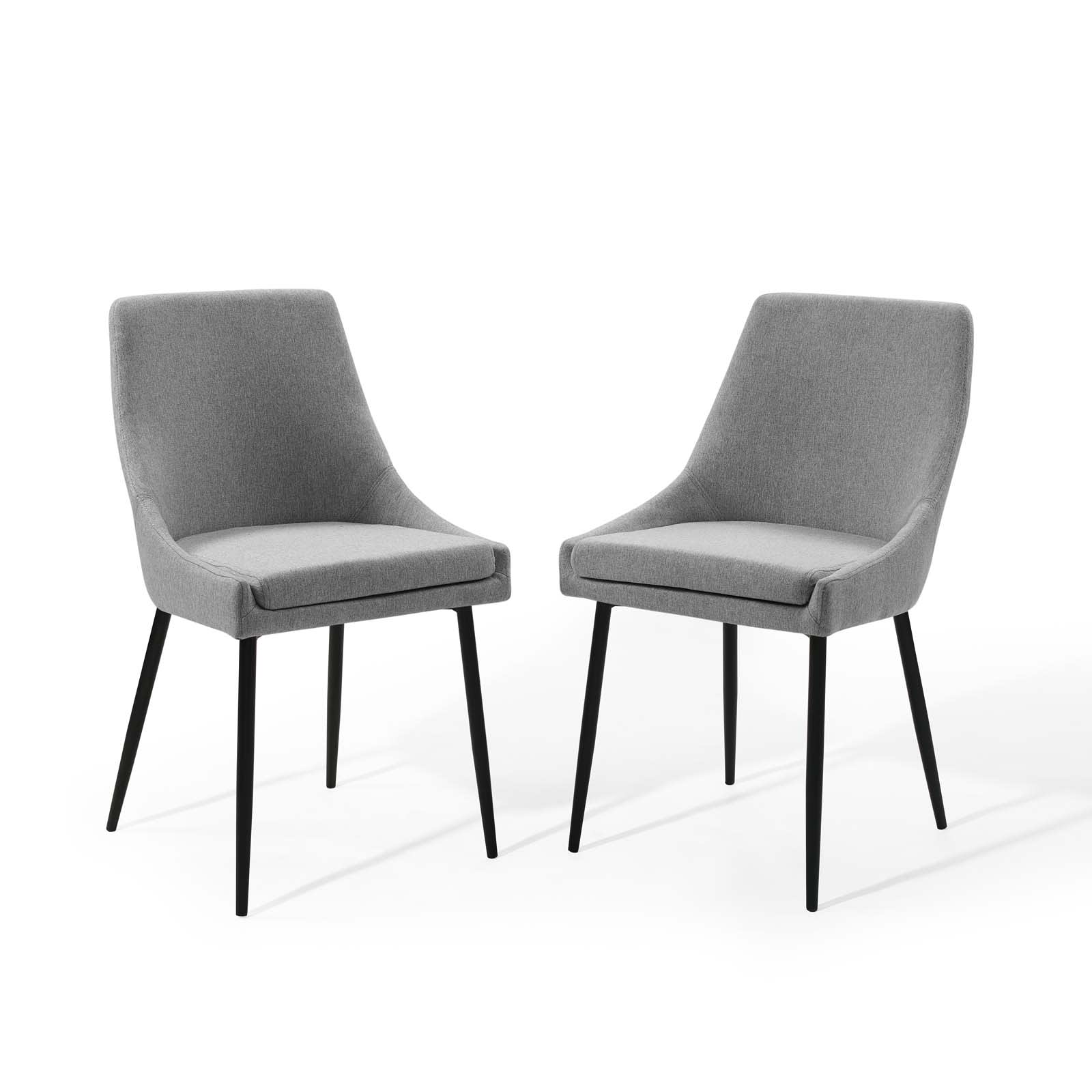 Modway Viscount Upholstered Fabric Dining Chairs Set of 2 in Black ...