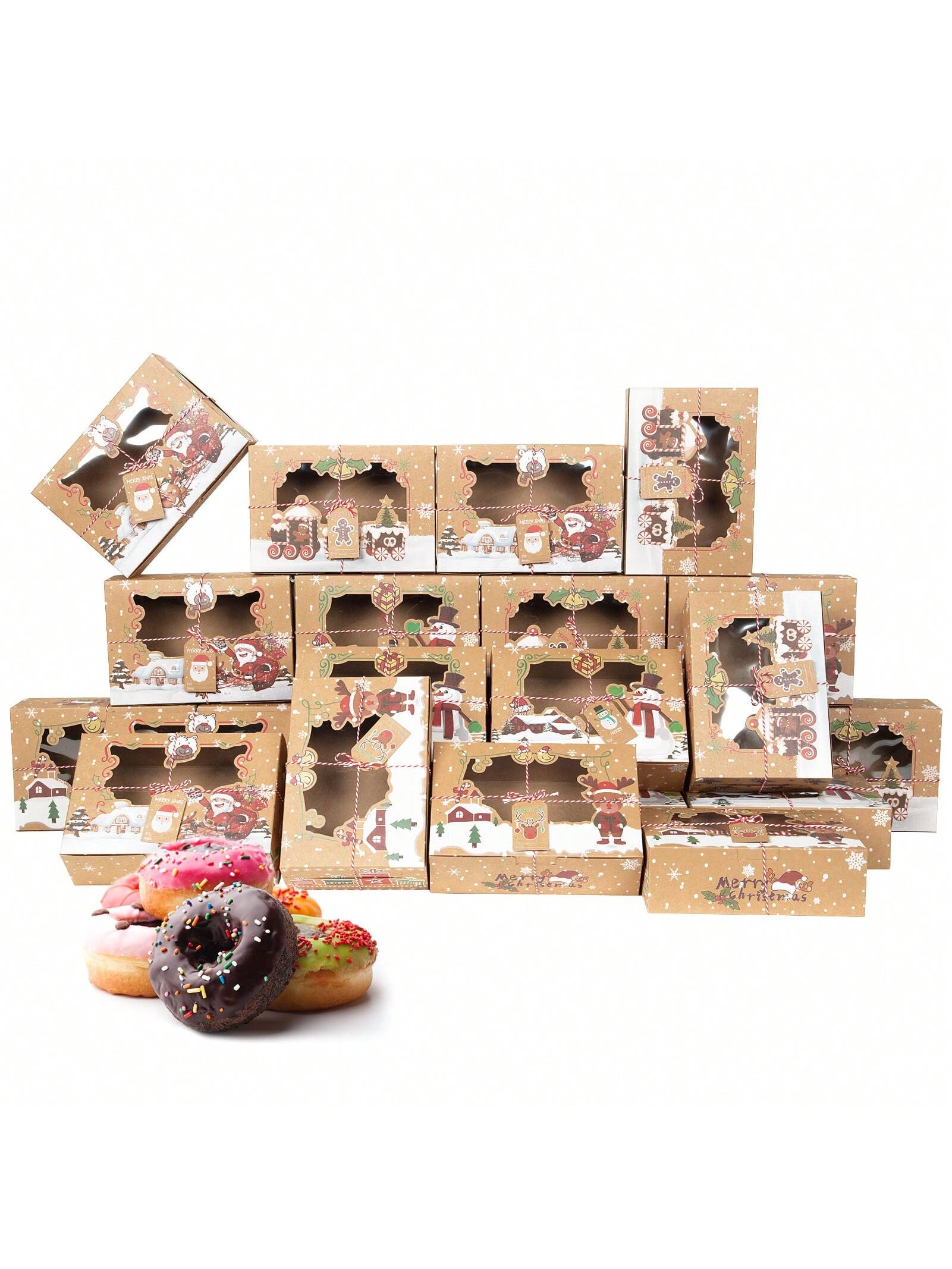 Qeetex Christmas Foldable Cookie Boxes With Window For Pastries ...