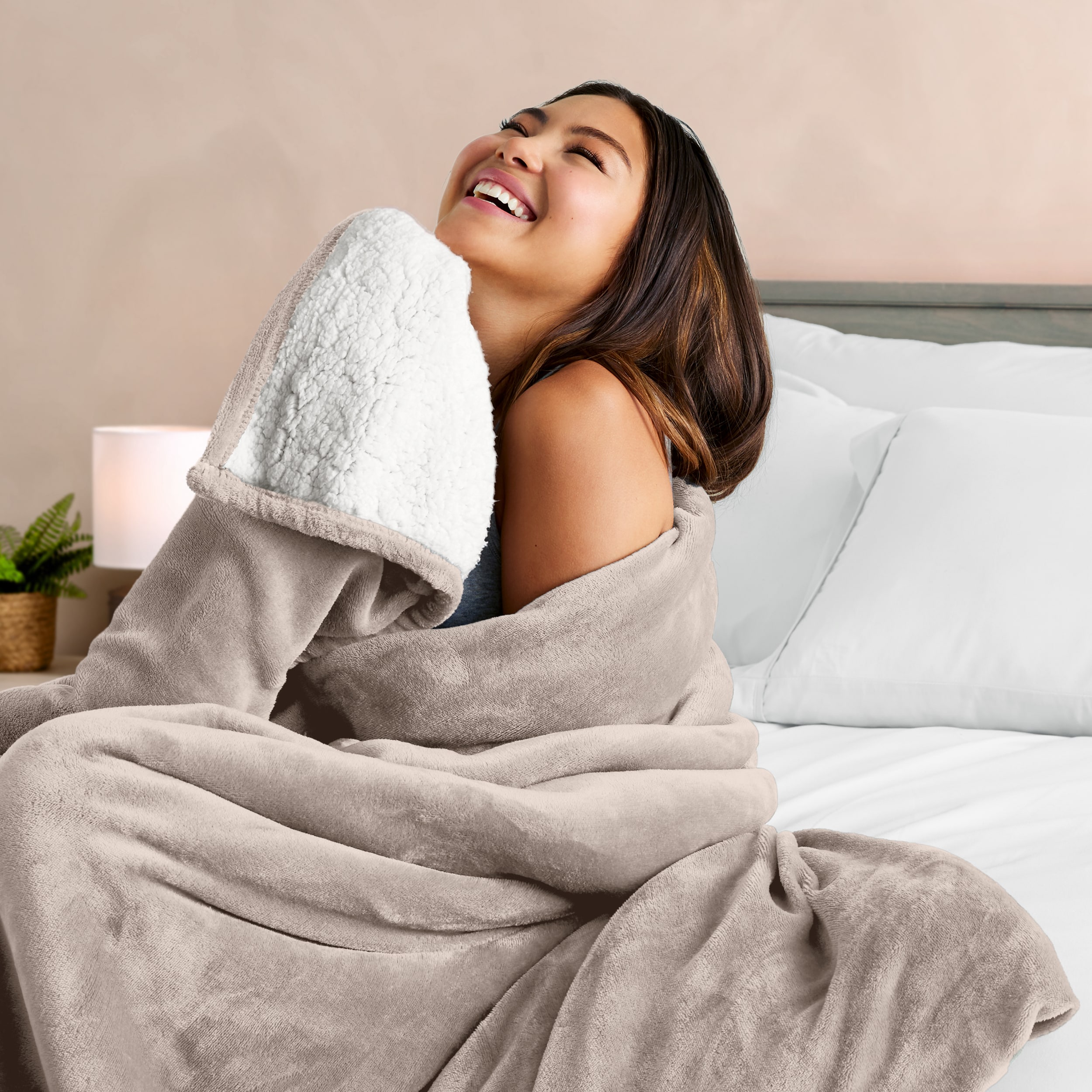 Bare Home Sherpa Fleece Blanket in the Blankets & Throws department at ...