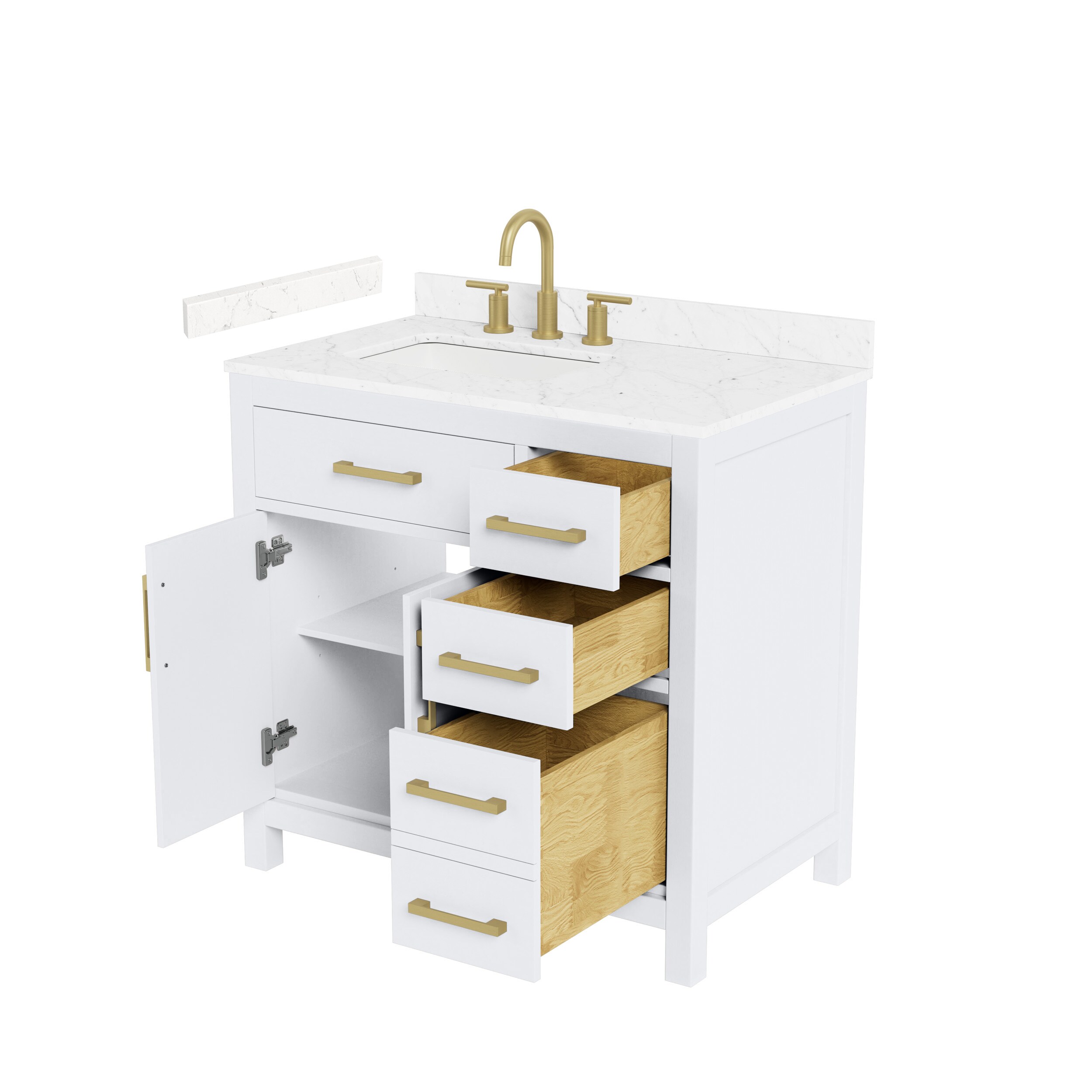 Wyndham Collection Beckett 36-in White with Brushed Gold Trim ...