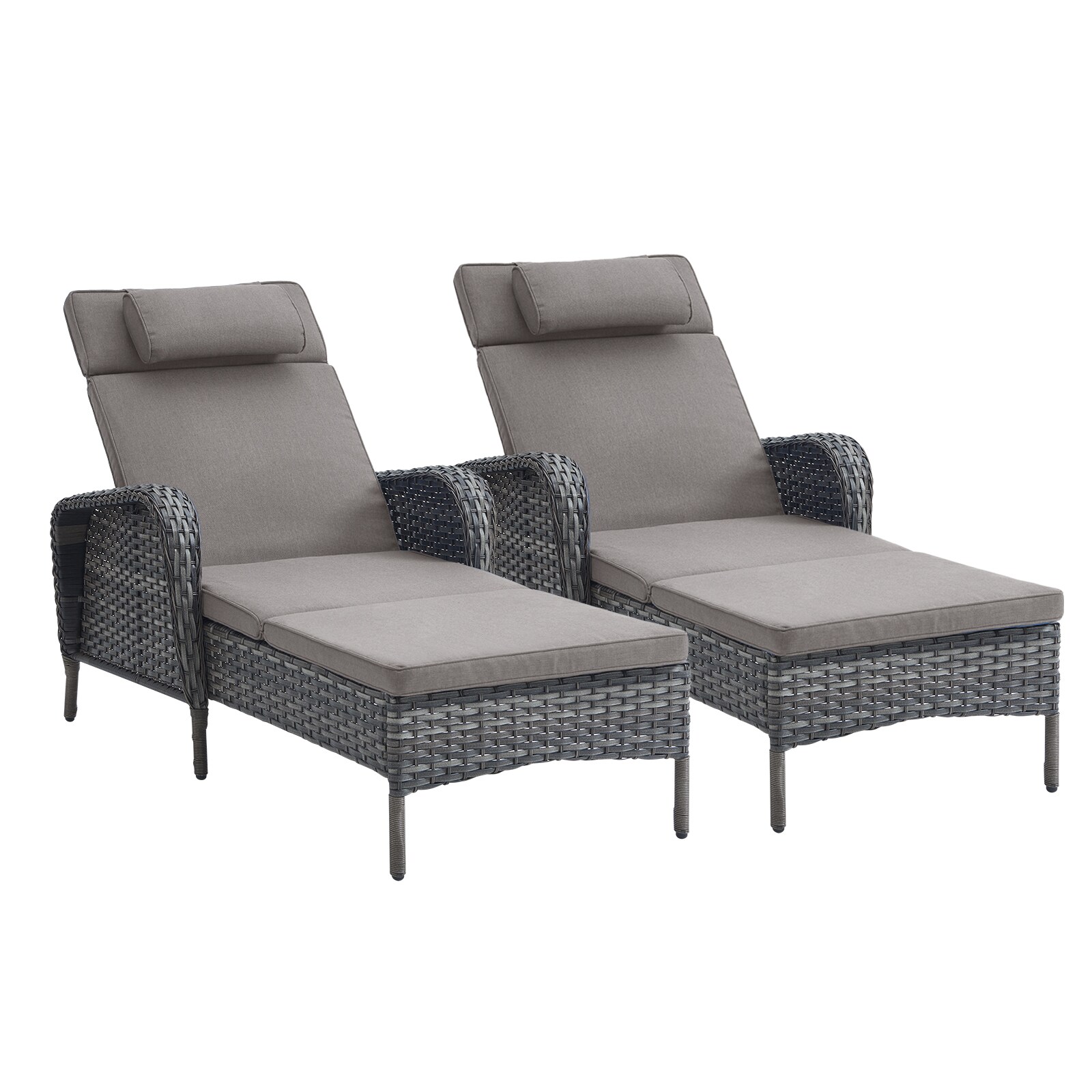 Rilyson Curved handrail Set of 2 Wicker Gray Wicker Frame Stationary ...