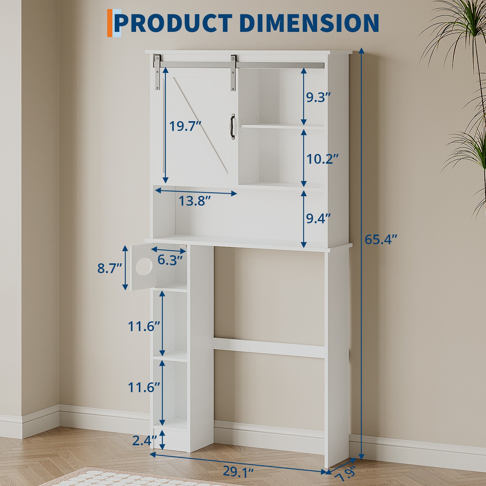 IdealHouse Space Saving Over the Toilet Storage Cabinet Sliding Barn ...