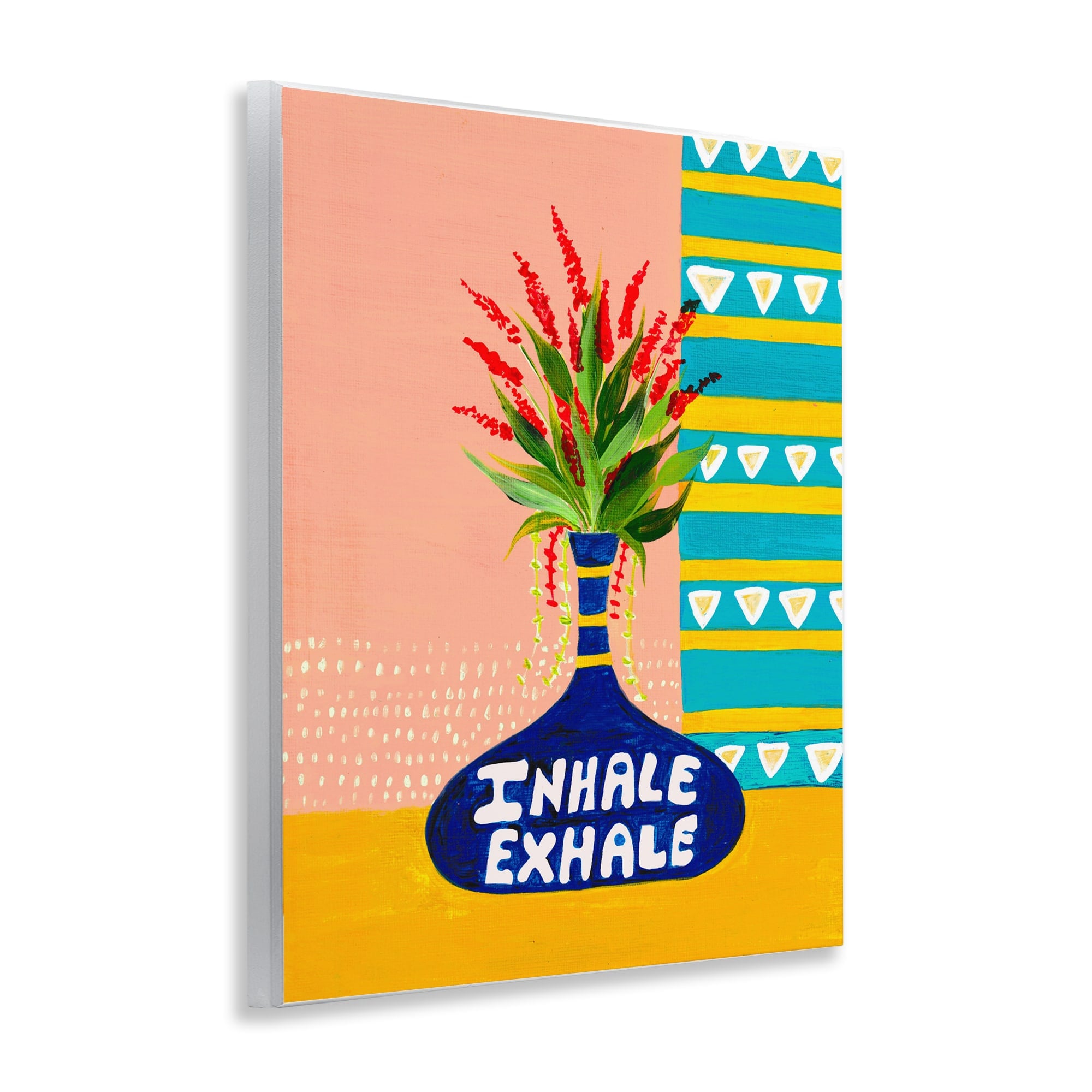 Stupell Industries Inhale Exhale Flower Vase Wall Plaque Art 11 x 14 in ...