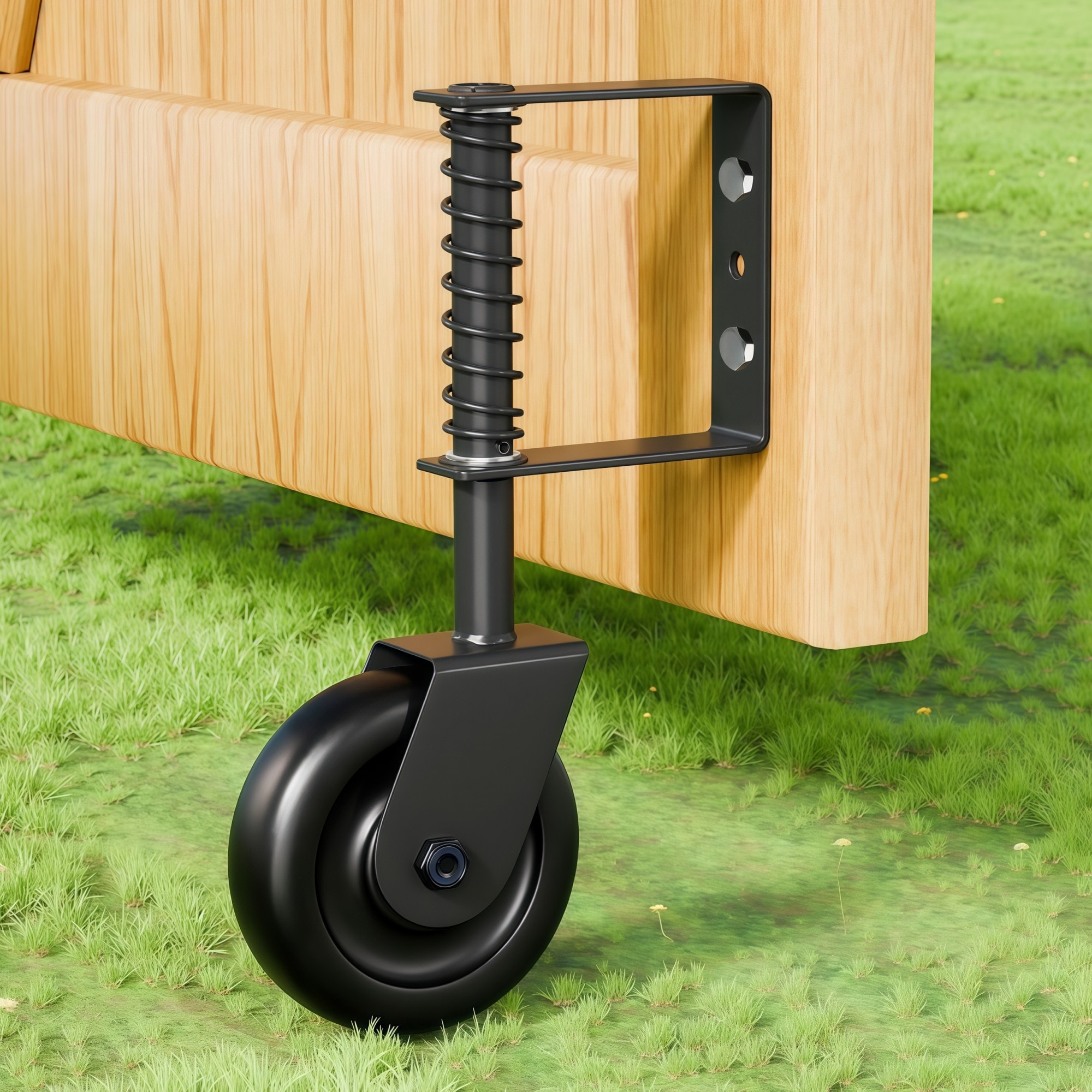Numhew 4.3in Heavy Duty Spring Loaded Black Gate Wheel 1-Pack 360 ...
