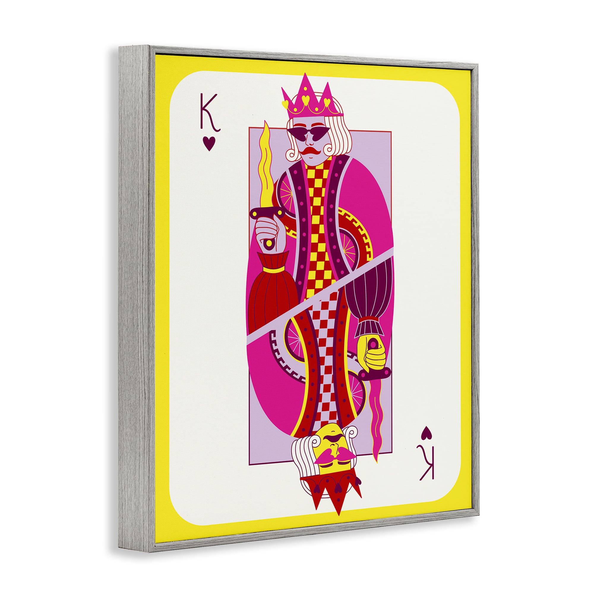 Stupell Industries Bright Trendy King Card Gray Framed Giclee Art By ...