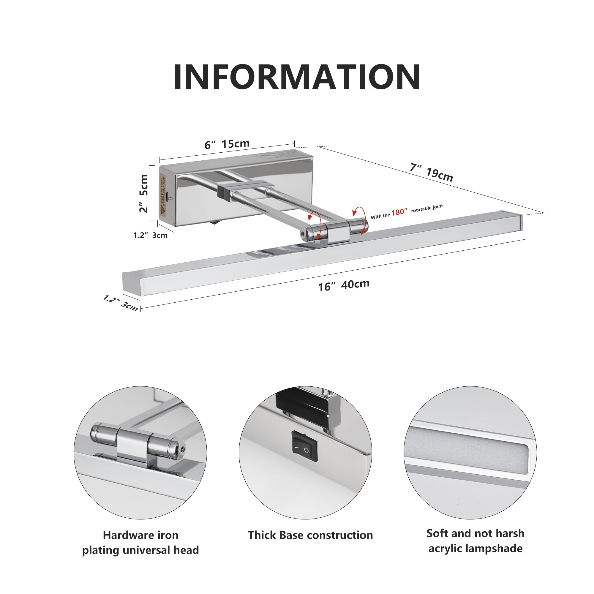 LOVMOR Battery Picture Light Wireless Art Light Remote Full Metal ...