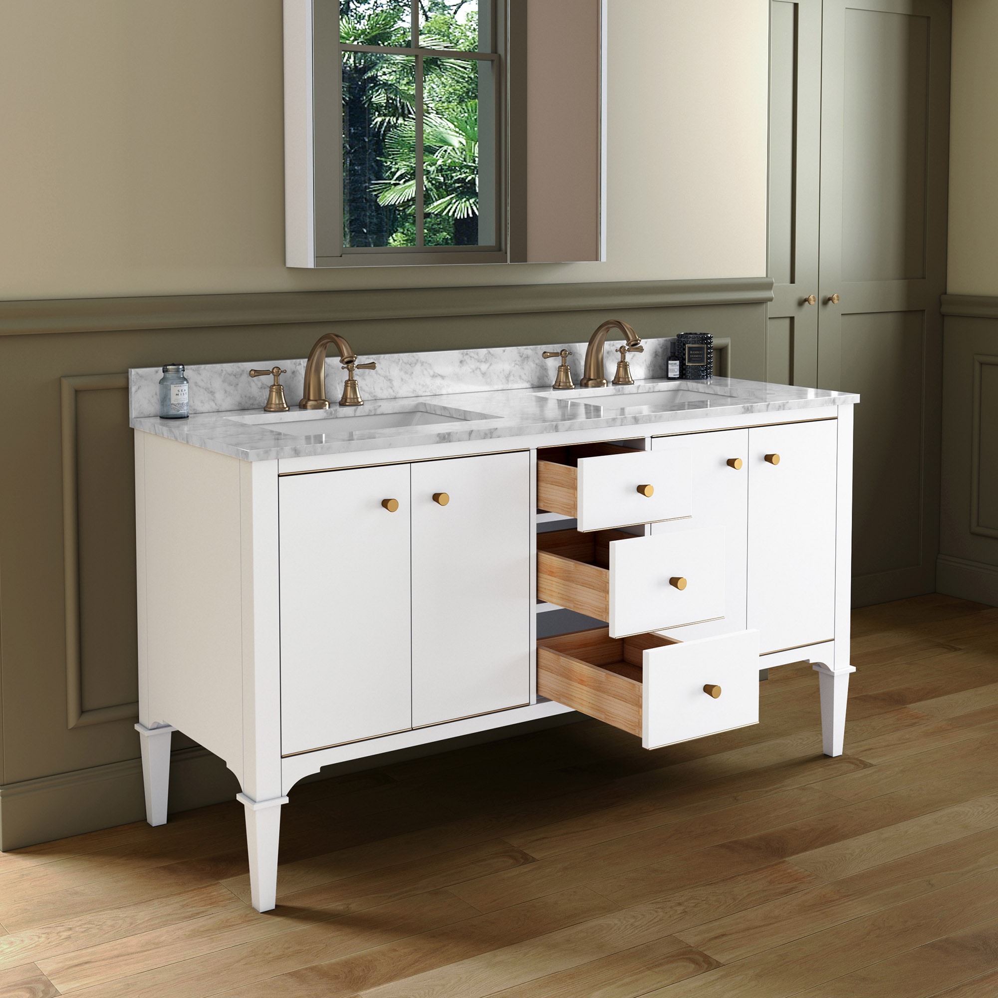 Woodbridge Roma 61-in White Undermount Double Sink Bathroom Vanity with ...