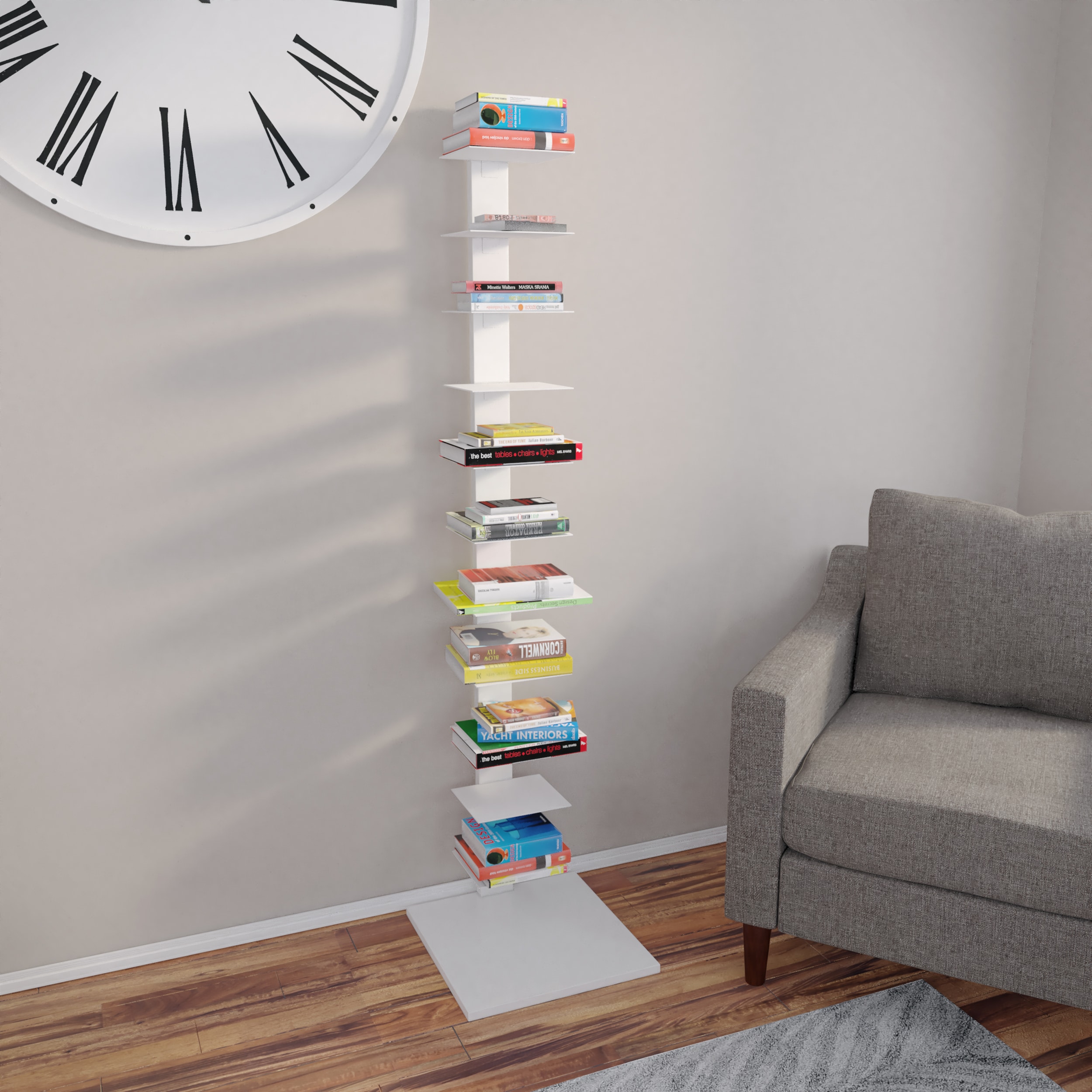 SEI Furniture Stewartby Spine Tower Shelf in White in the Bookcases ...