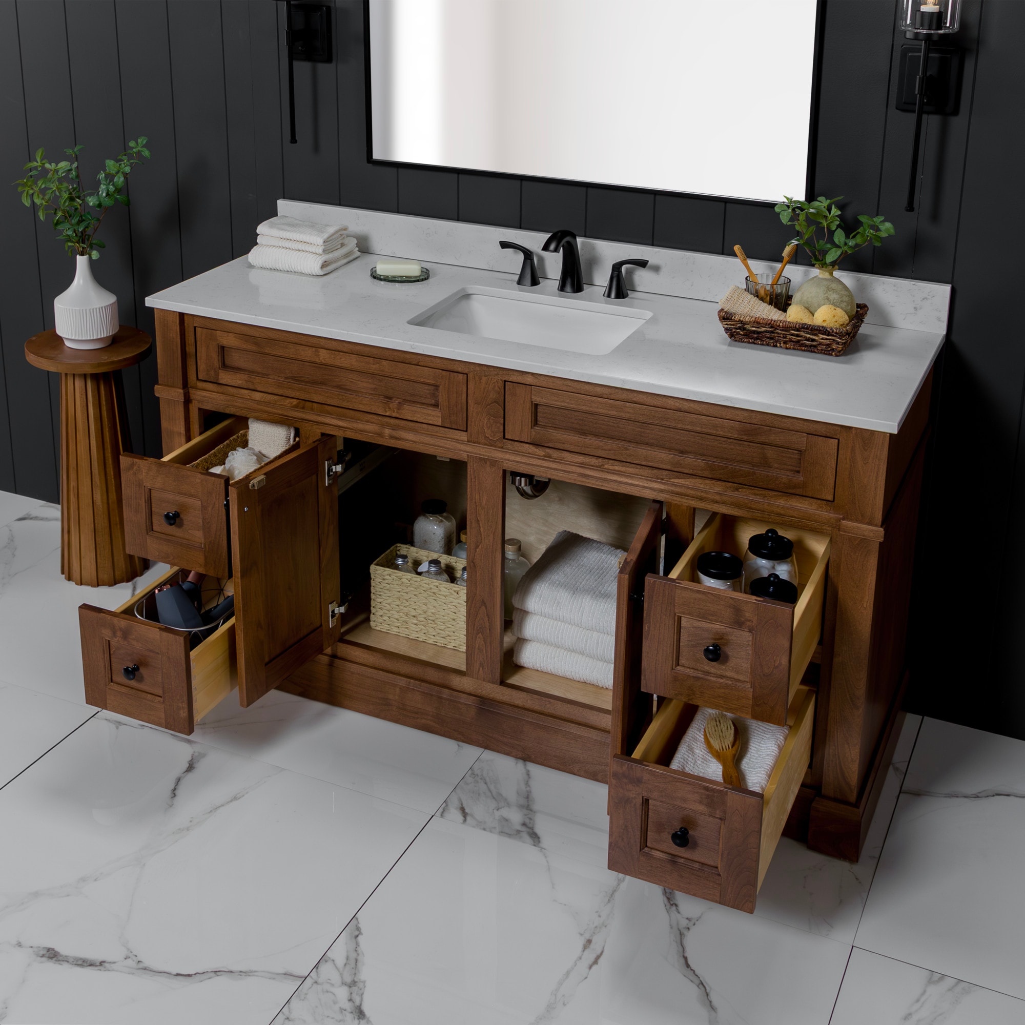 Diamond Rhaelen 60-in Dawn Brown Undermount Single Sink Bathroom Vanity ...