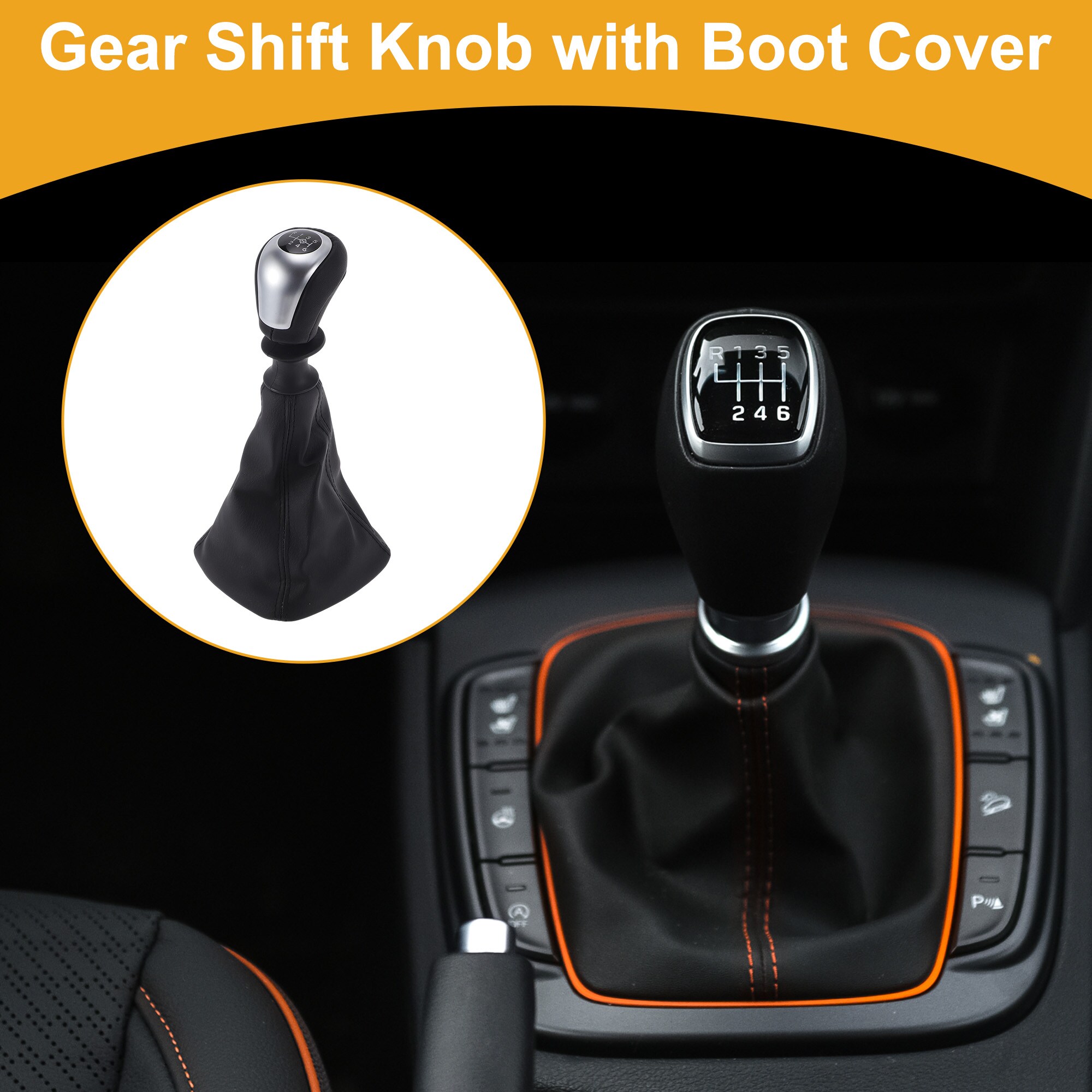 Unique Bargains 6 Speed Manual Gear Shifter Knob with Cover - Car Stick ...