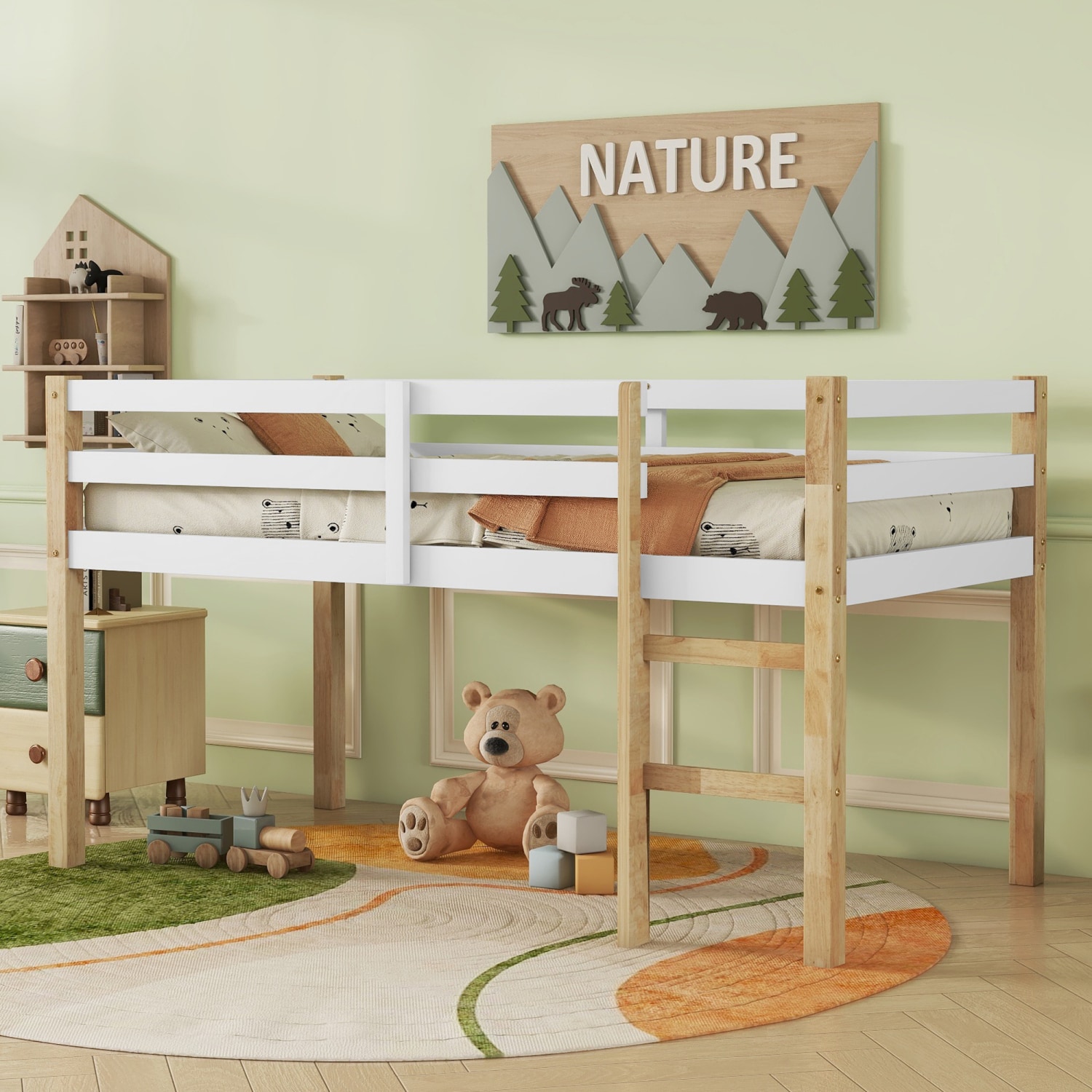 Streamdale Furniture Rubberwood Twin Loft Bed - Natural/White in the ...