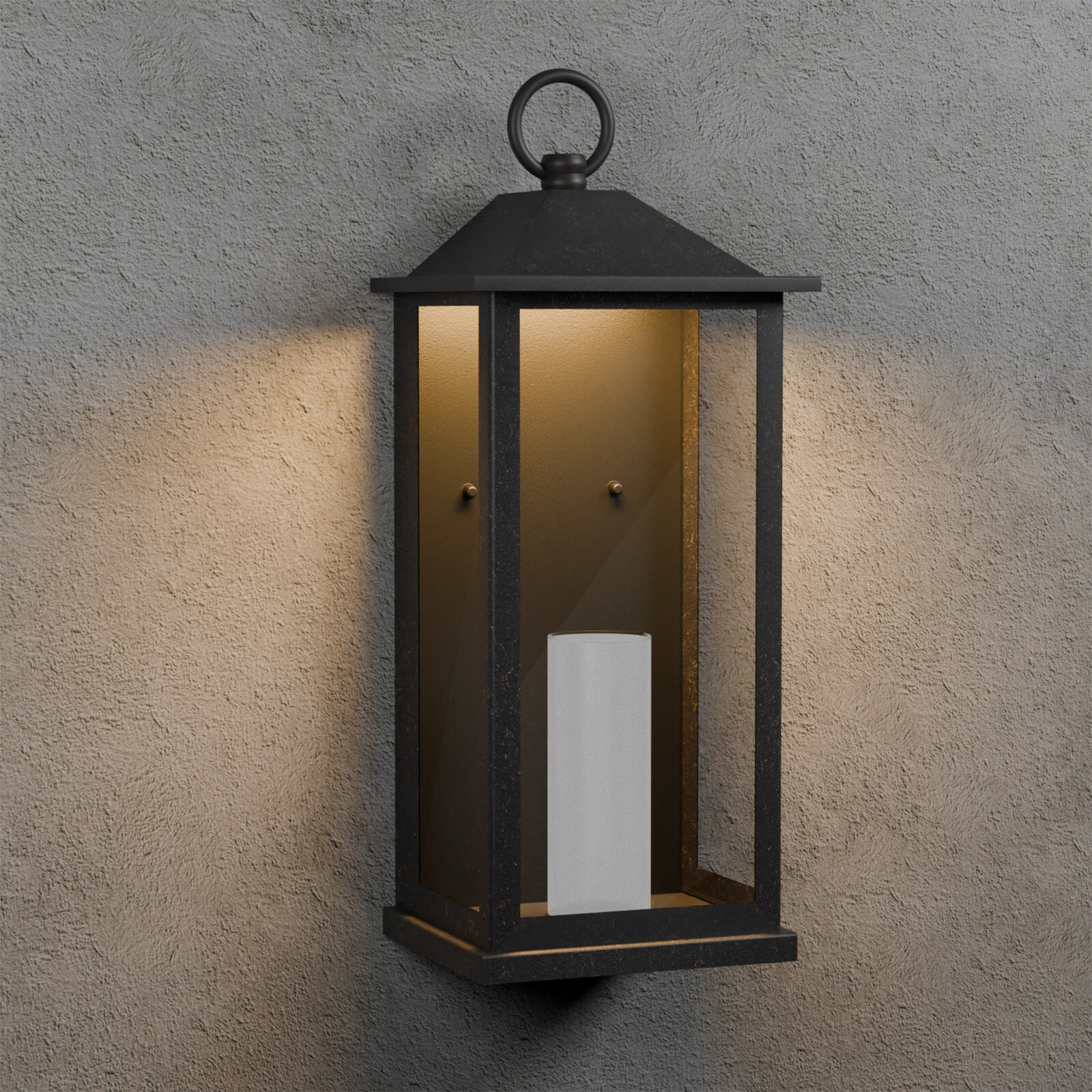 LamQee Wall Sconces Outdoor 14-in H Matte Black Integrated LED Outdoor ...