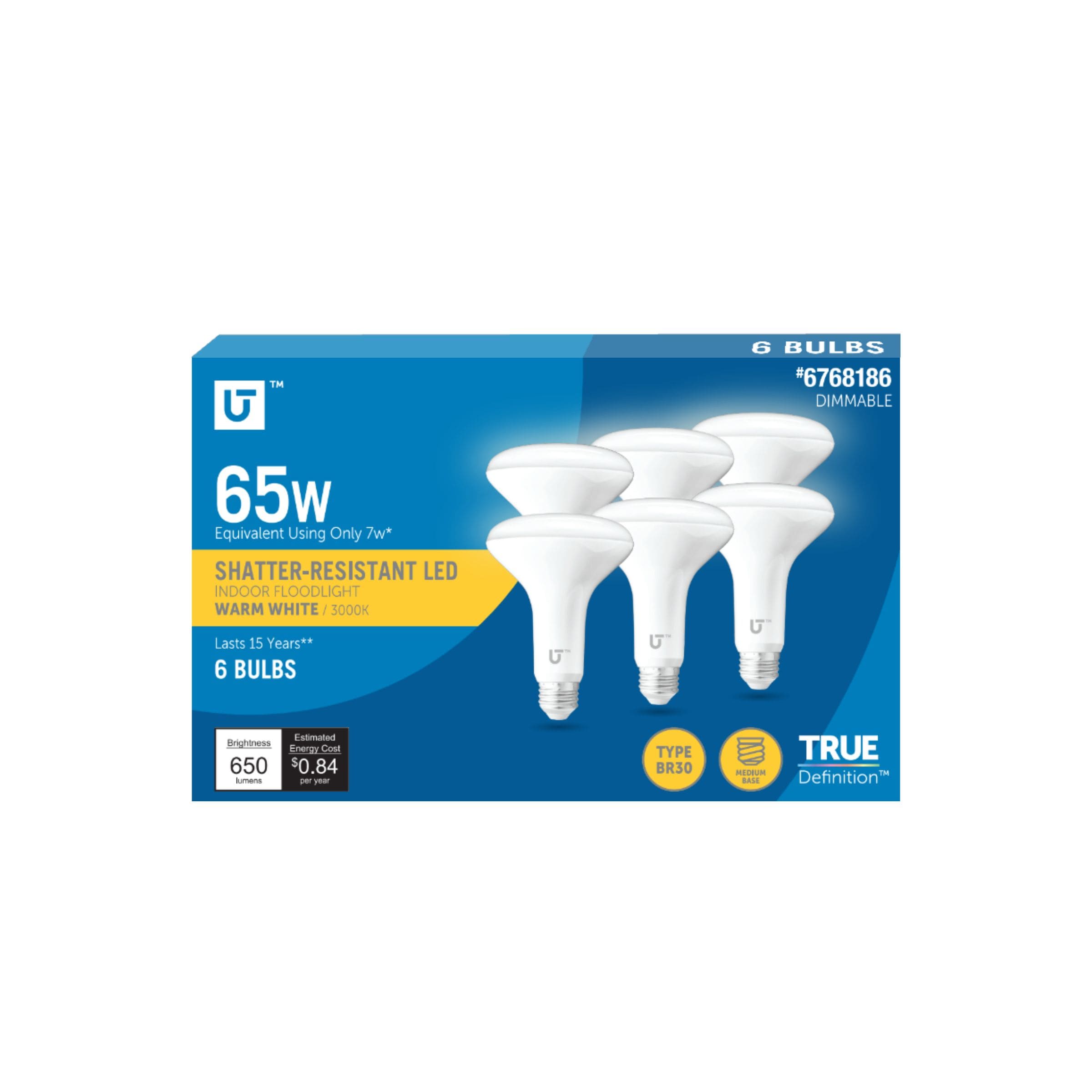 Utilitech 65 -Watt EQ Medium screw base E26 LED Spot Flood Light Bulb ...