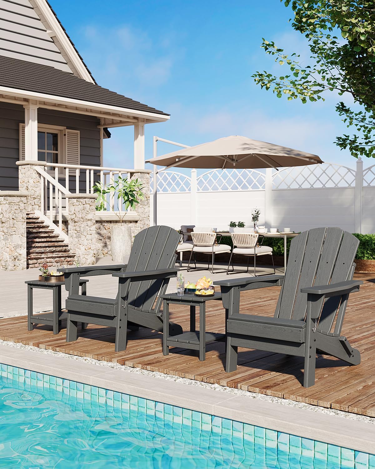 GAOMON Folding Adirondack Chairs Set of 4 HDPE Plastic Outdoor Chairs ...