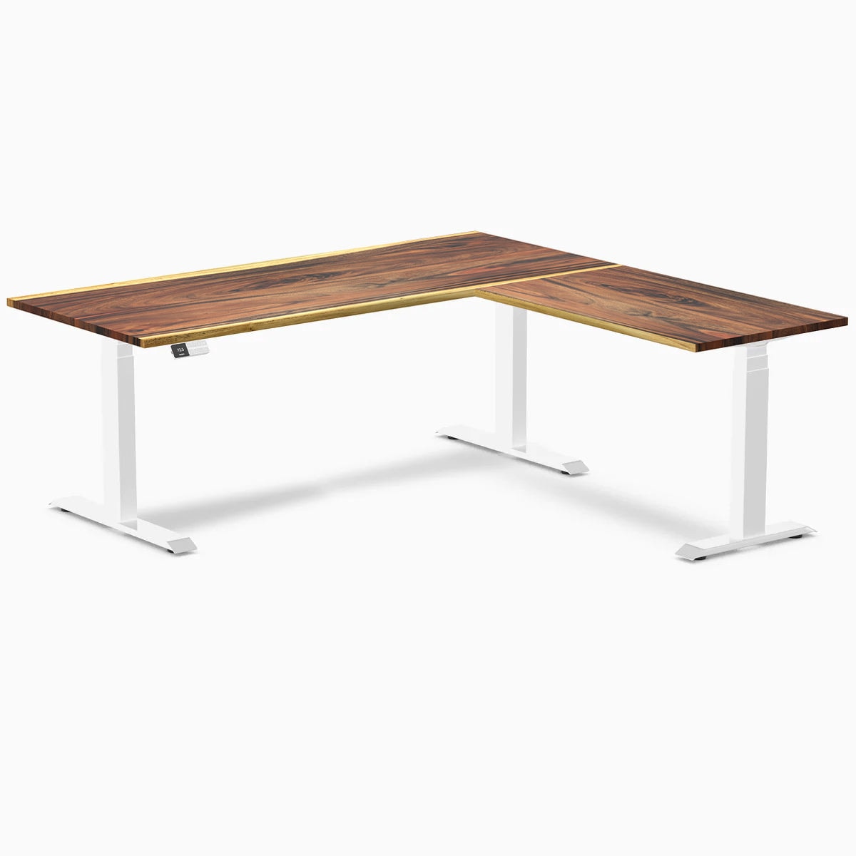 Desky Hardwood L-Shape Sit Stand Desk - Saman / 72 x 30 x 70 x 24 ...