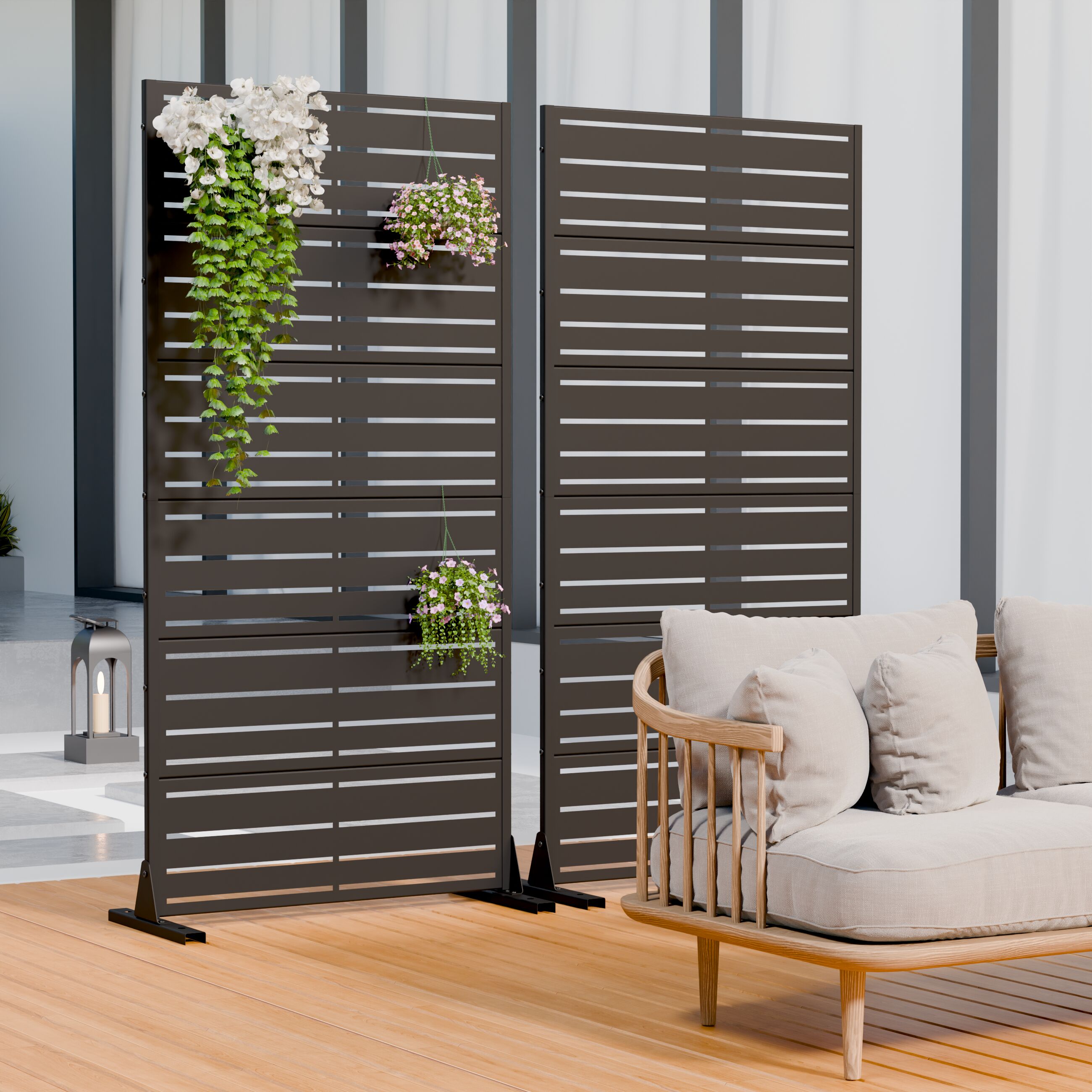Wooakway 6 x 3 ft Louver Rectangular Privacy Screen Galvanized Steel ...