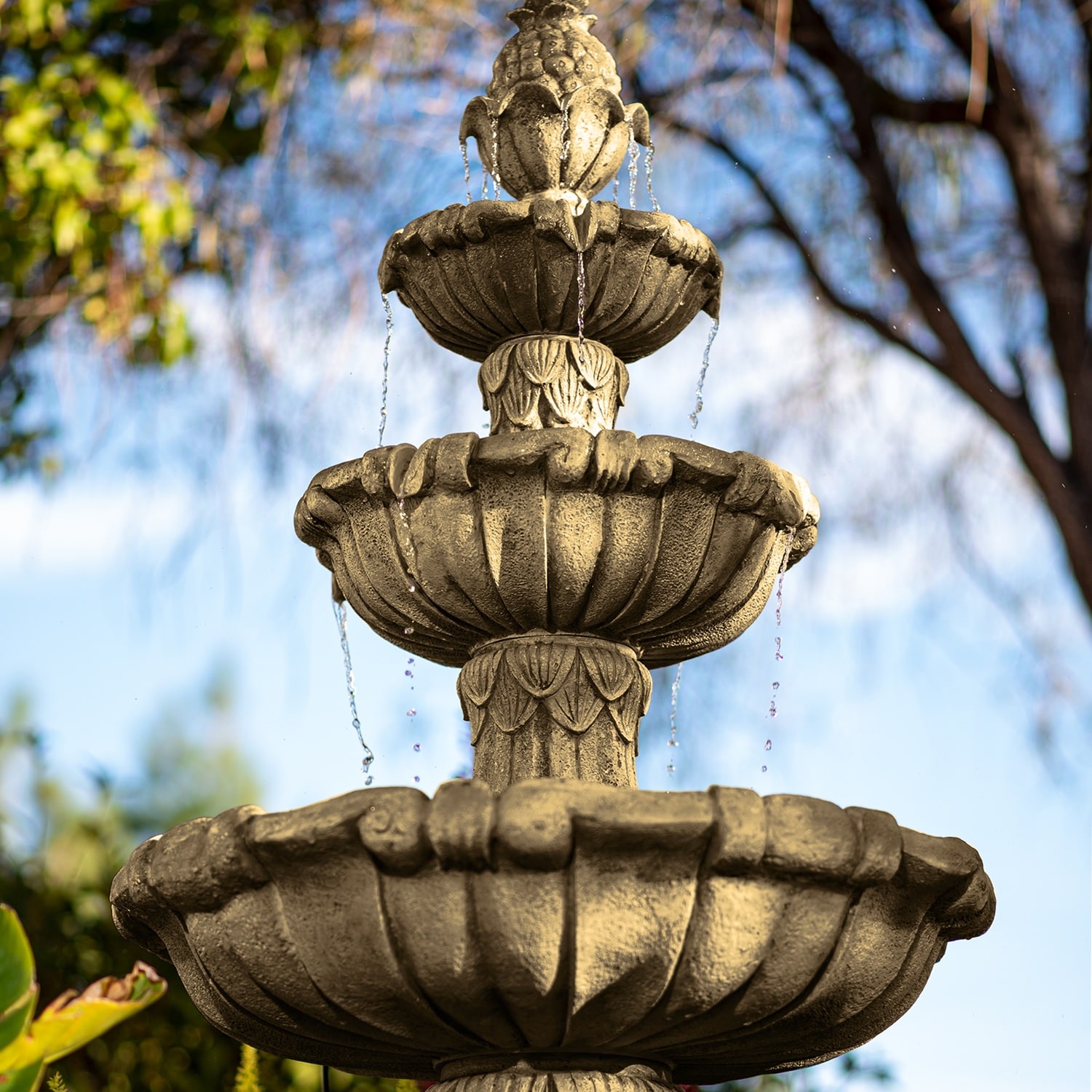 XBrand 58.3-in H Resin Electric Powered Tiered Outdoor Fountain with ...