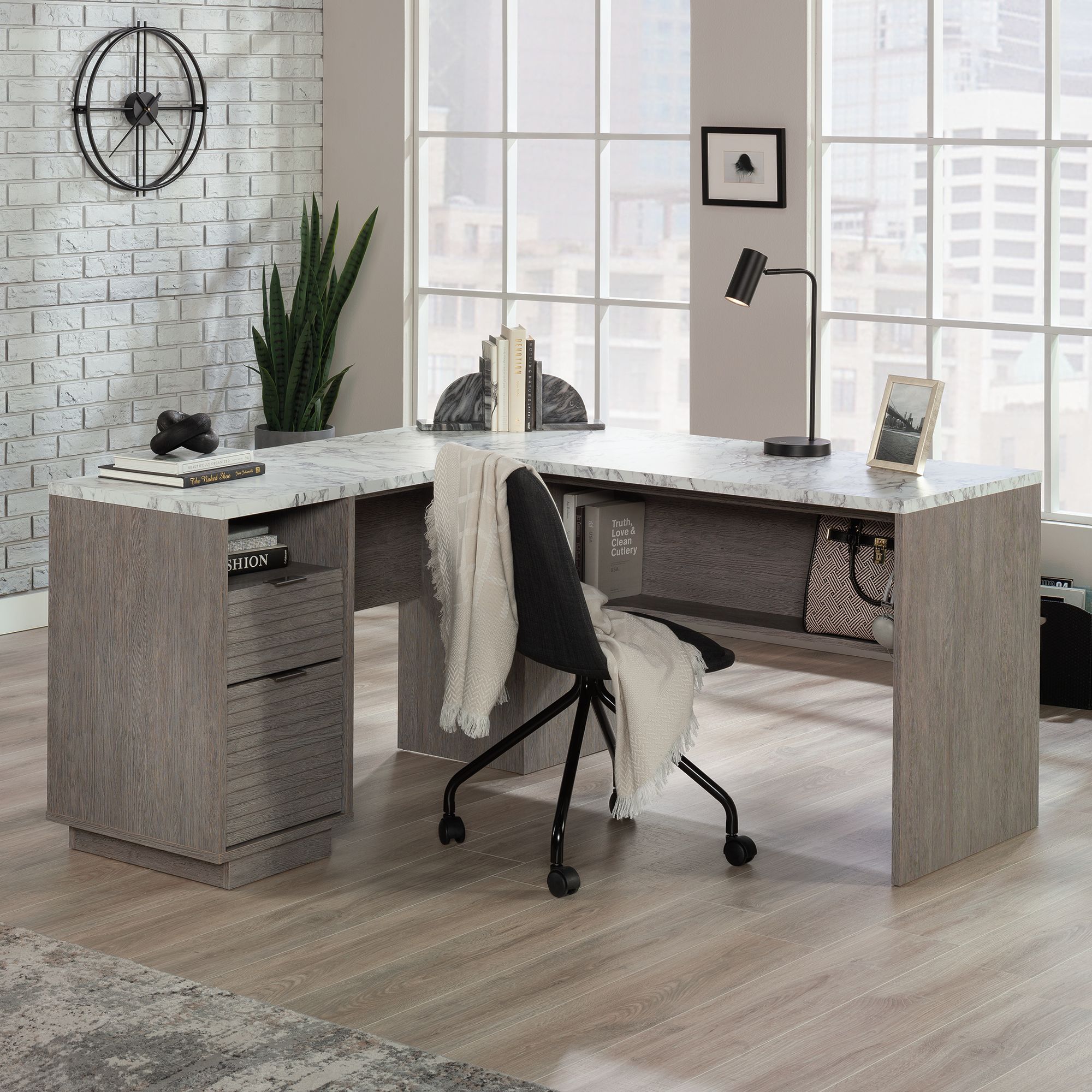 Sauder East Rock L Desk Ashen Oak finish in the Desks department at ...