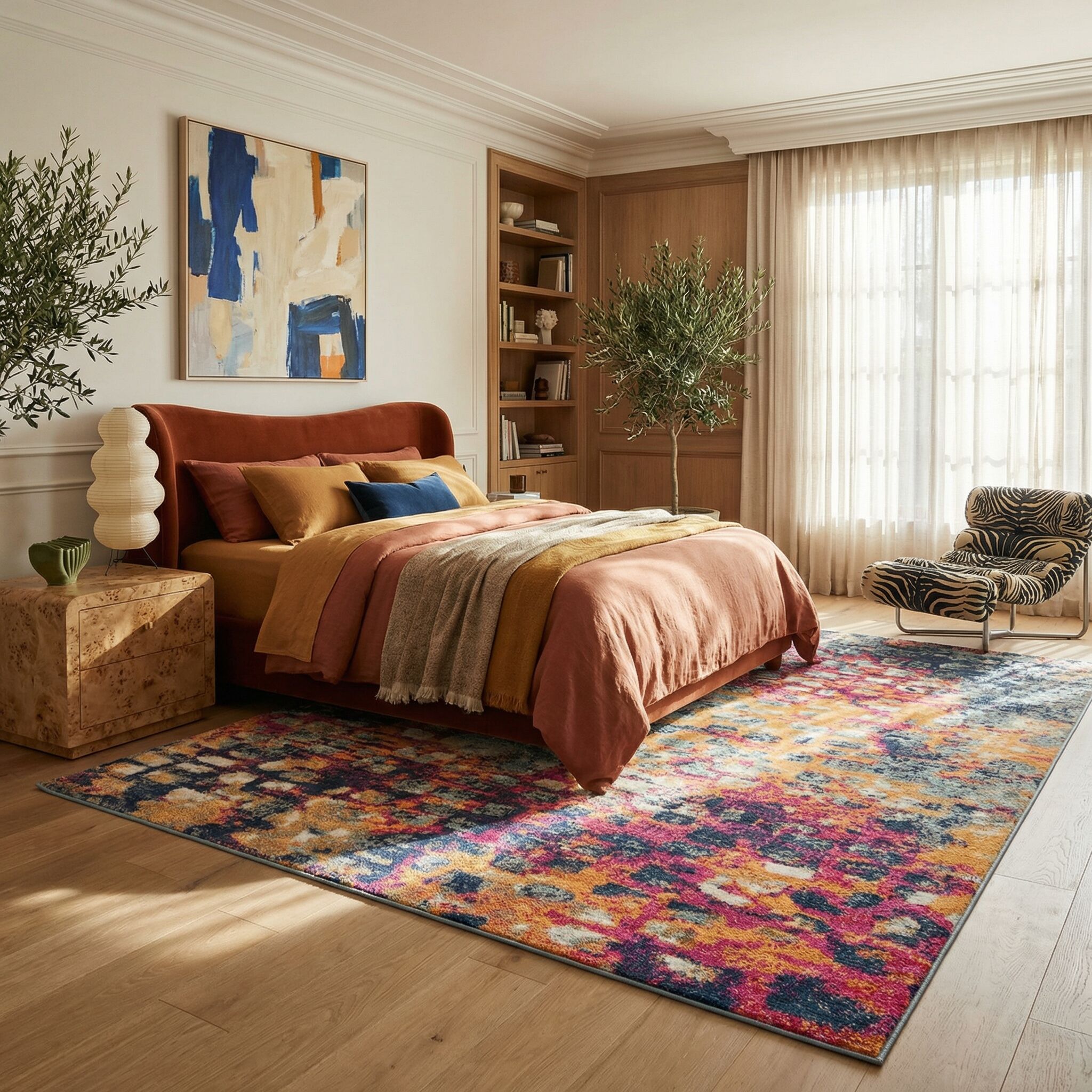 Rug Branch Ziya 5' x 8' Contemporary Yellow and Blue Abstract ...