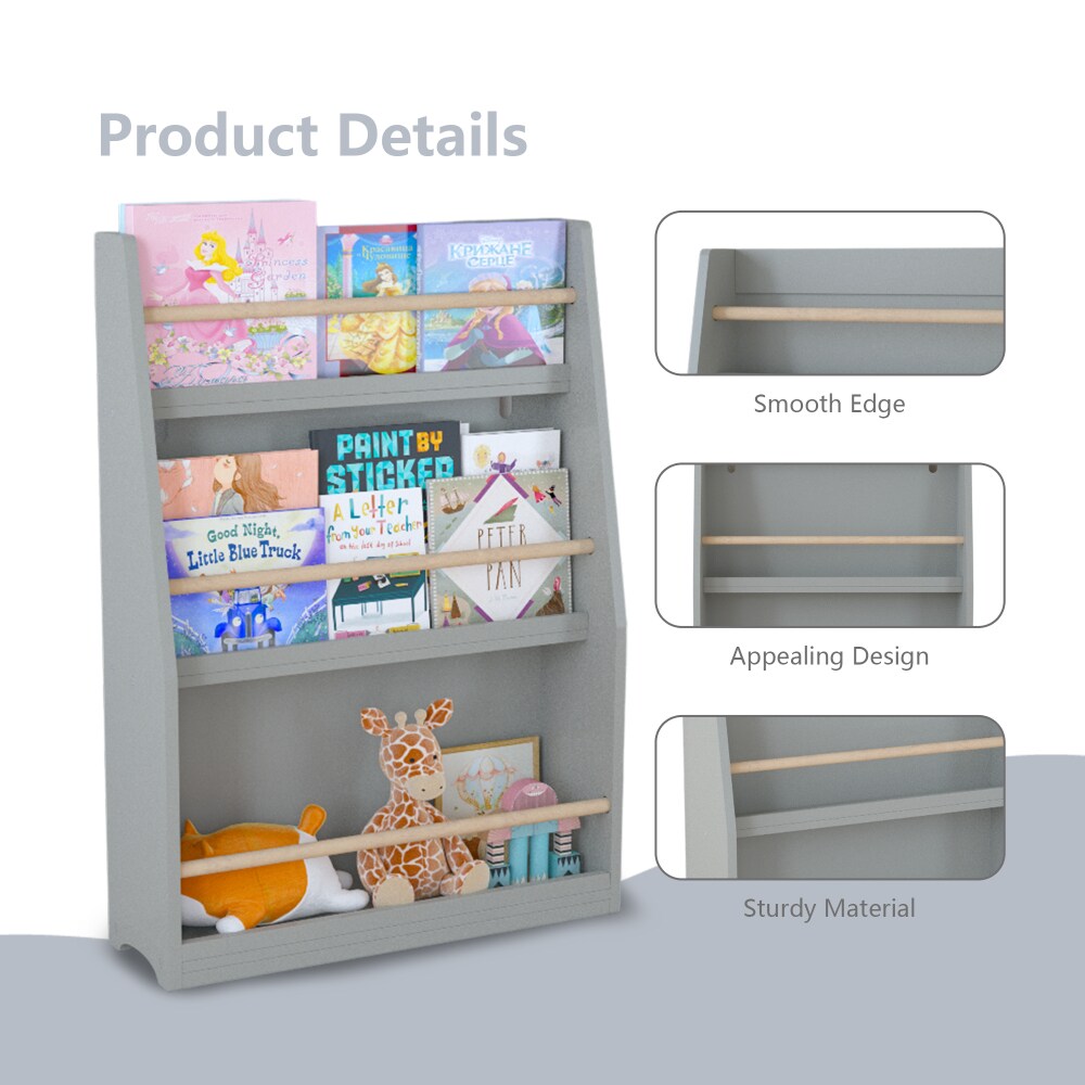 Wooakway 3 Tier Kids Bookcase Toy Storage Organizer for Bedroom ...