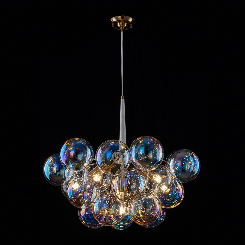 Zicbol 6 -Light White Stained glass Metal Chandelier in the Chandeliers ...