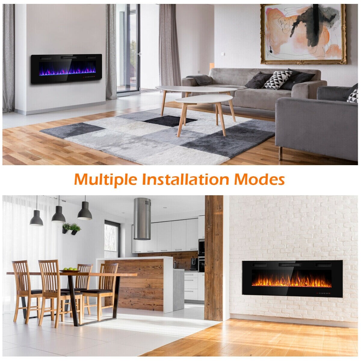 Slickblue 50-Inch Black Wall-Mounted Recessed Heater - Living Room ...
