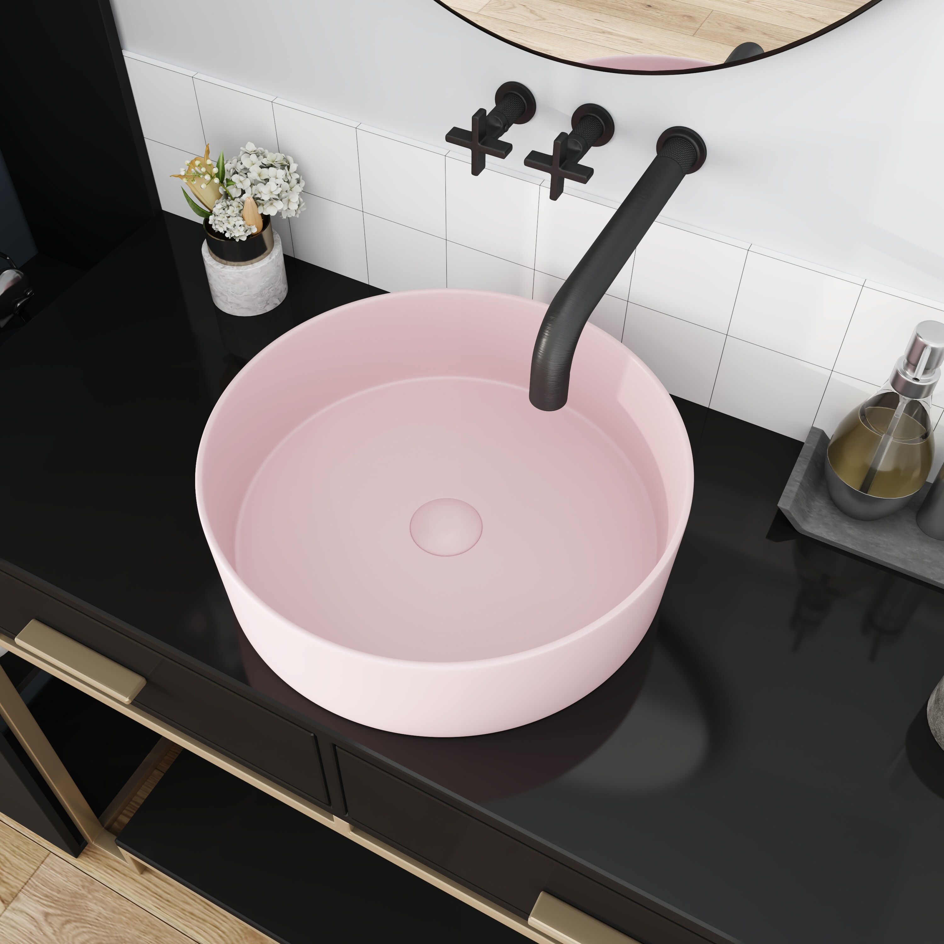 Tatayosi Ceramic Circular Vessel Bathroom Sink Art Sink in the Bathroom ...