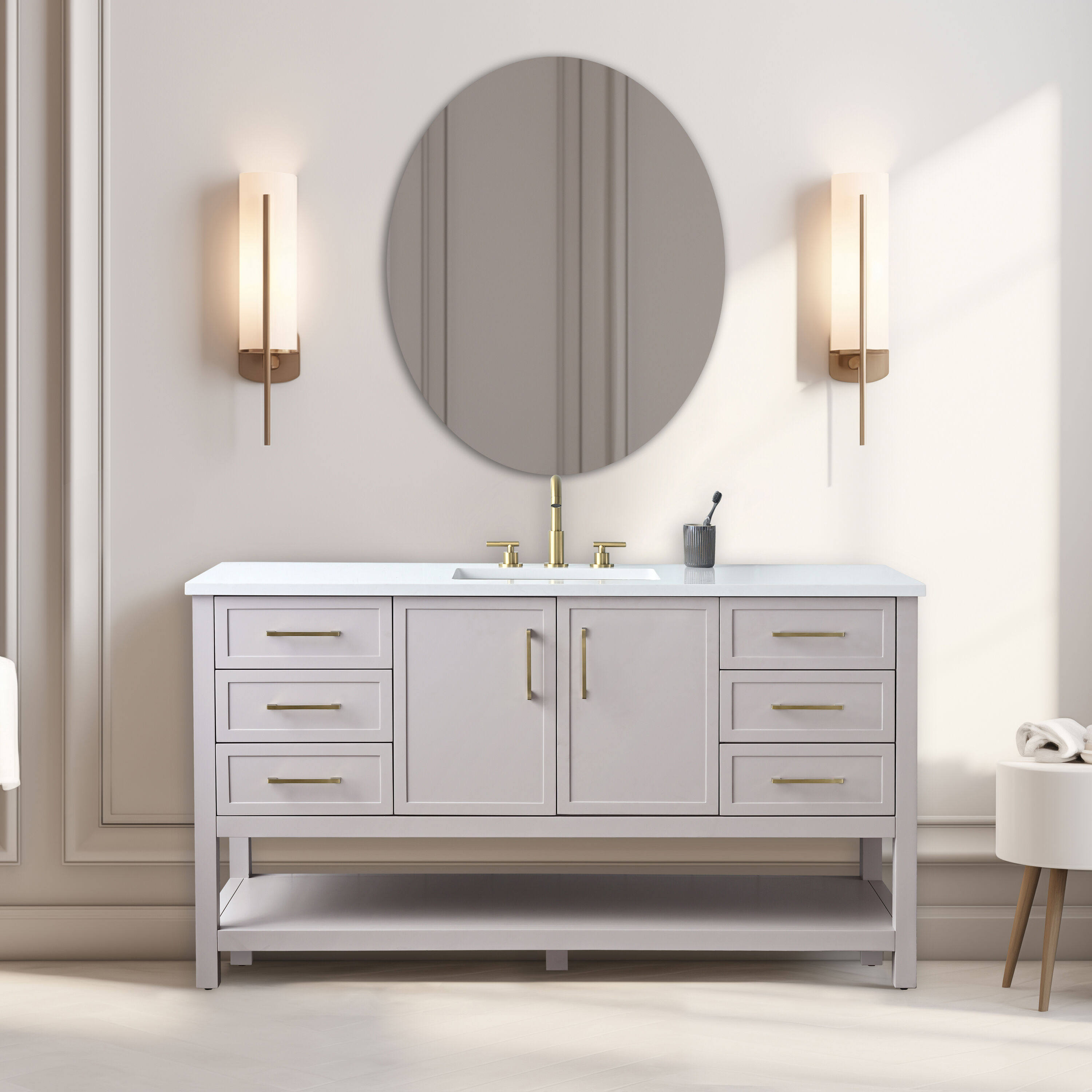Sudio Design ARLO 60-in Taupe Undermount Single Sink Bathroom Vanity ...