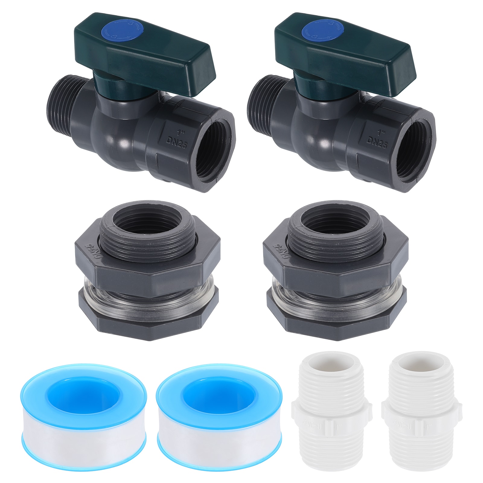Unique Bargains 2 Sets Rain Barrel Faucet Kit Plastic Rain Barrel ...