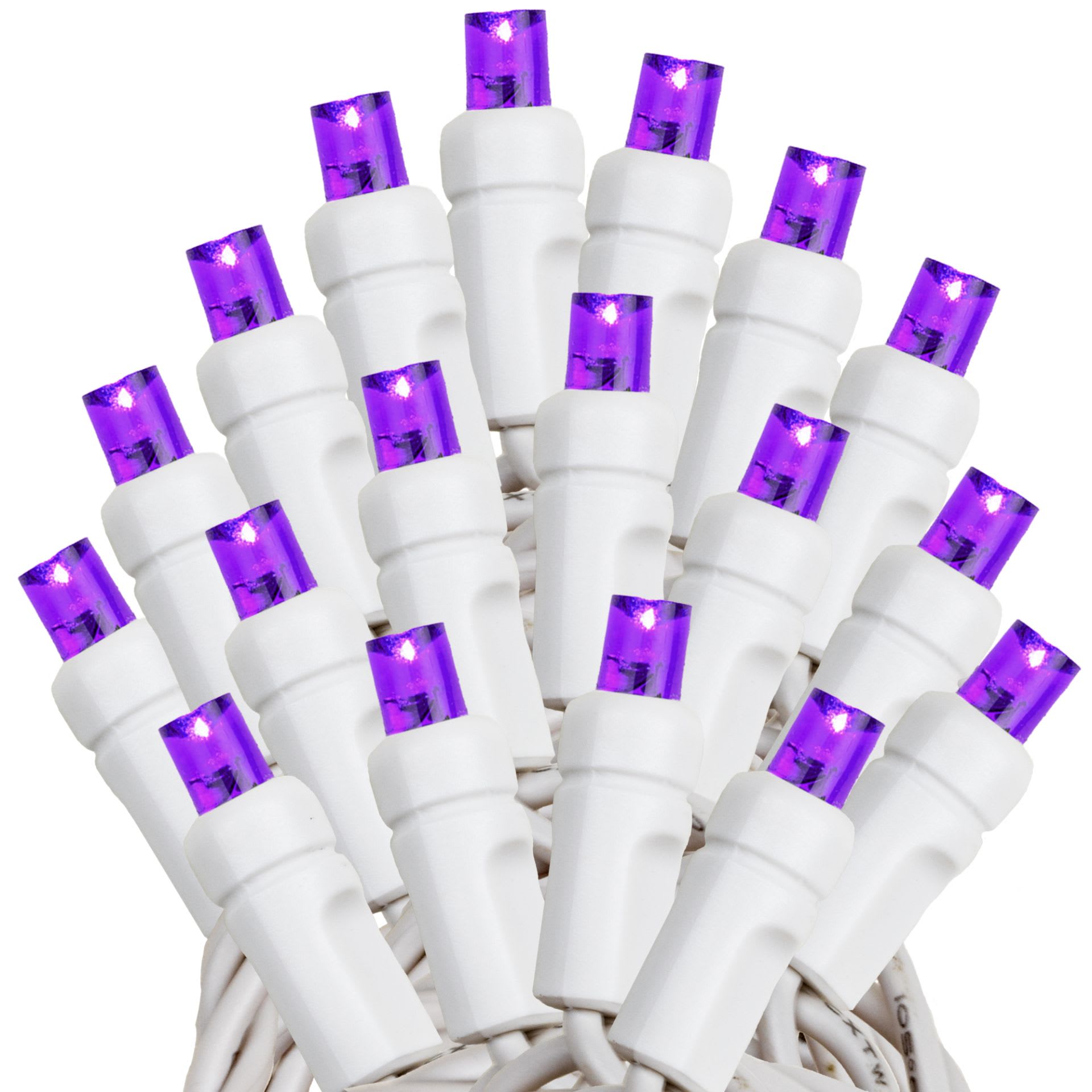 Novelty Lights 11 Feet 50 Light Purple LED Christmas Lights White Wire ...