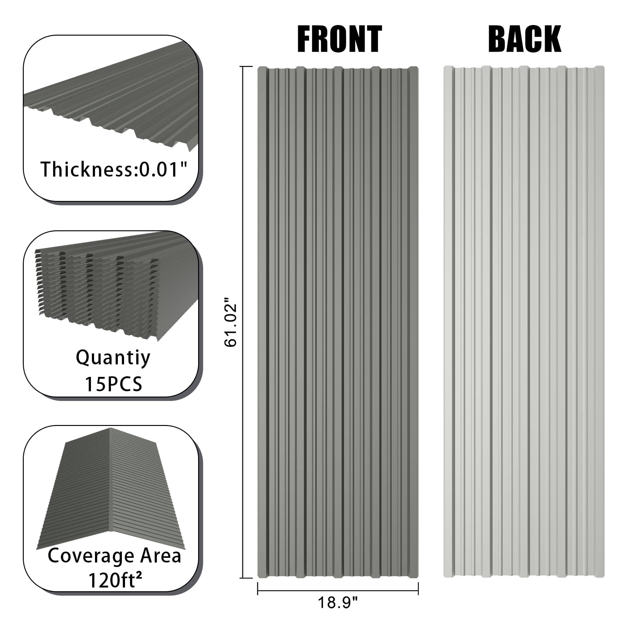 Rbied 15 Pcs 61.02in x 18.9in Heavy Duty Waterproof Galvanized Steel ...