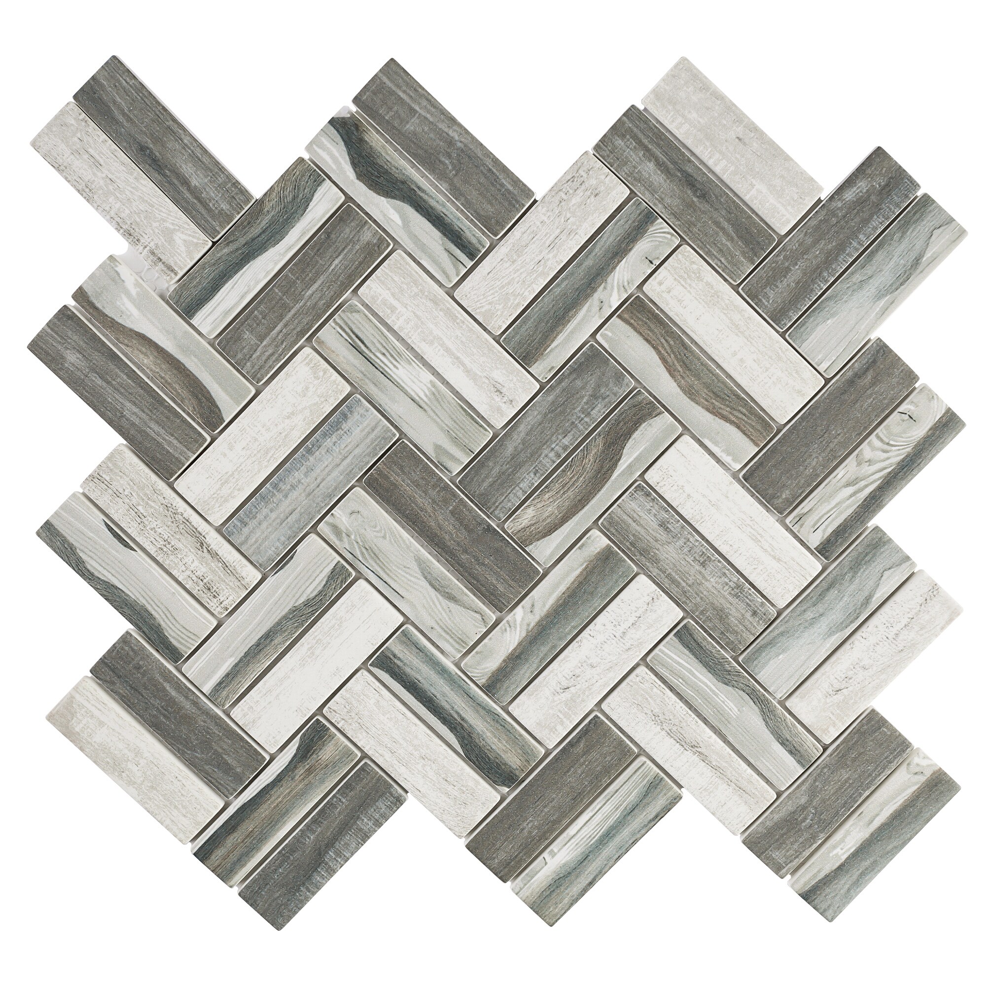 Essential Tile Ecolen wooden Gray 11.11-in x 12.52-in Matte Herringbone ...