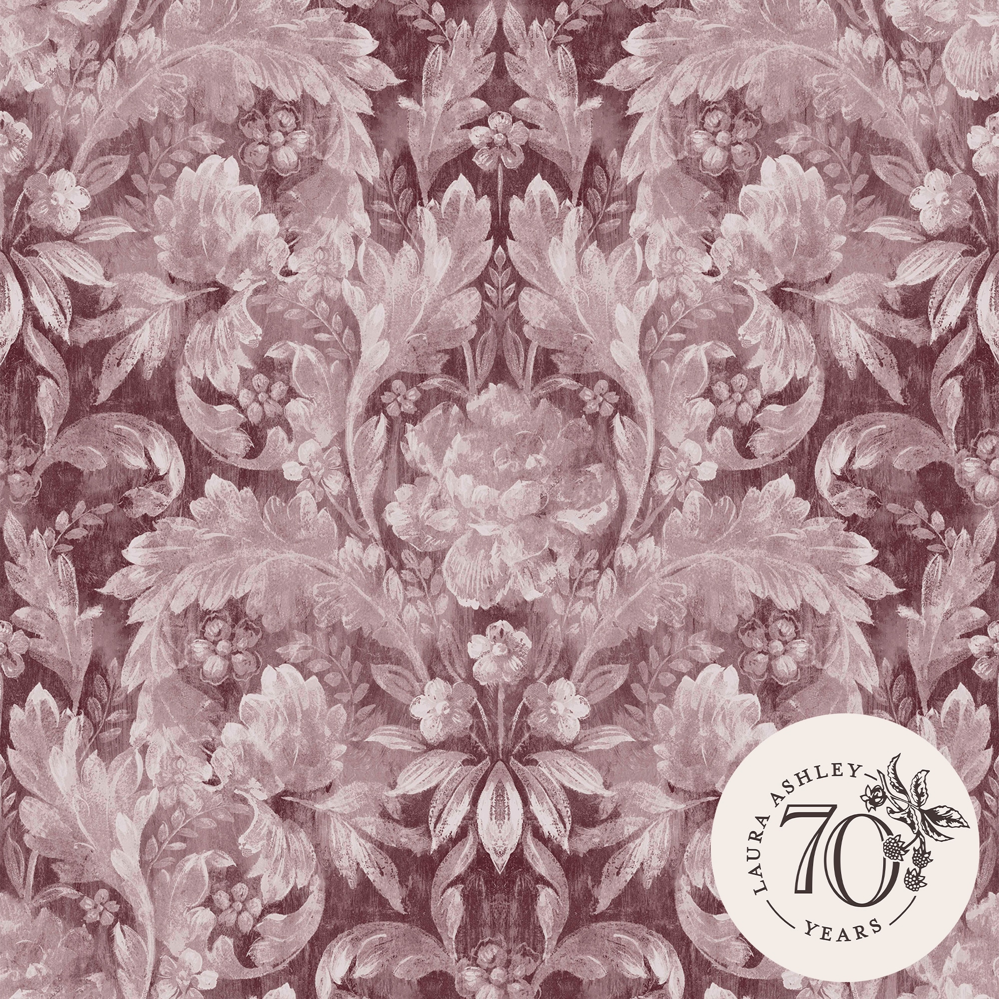 Laura Ashley 56-sq ft Pale Blackberry Non-woven Floral Unpasted ...
