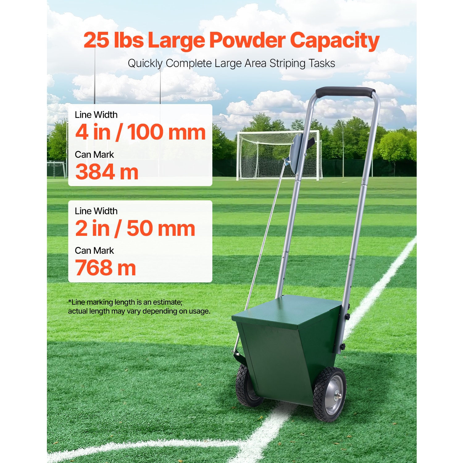 VEVOR Dry Line Marker 2-Wheel 2 or 4 in Lines Field Dry Line Chalker ...