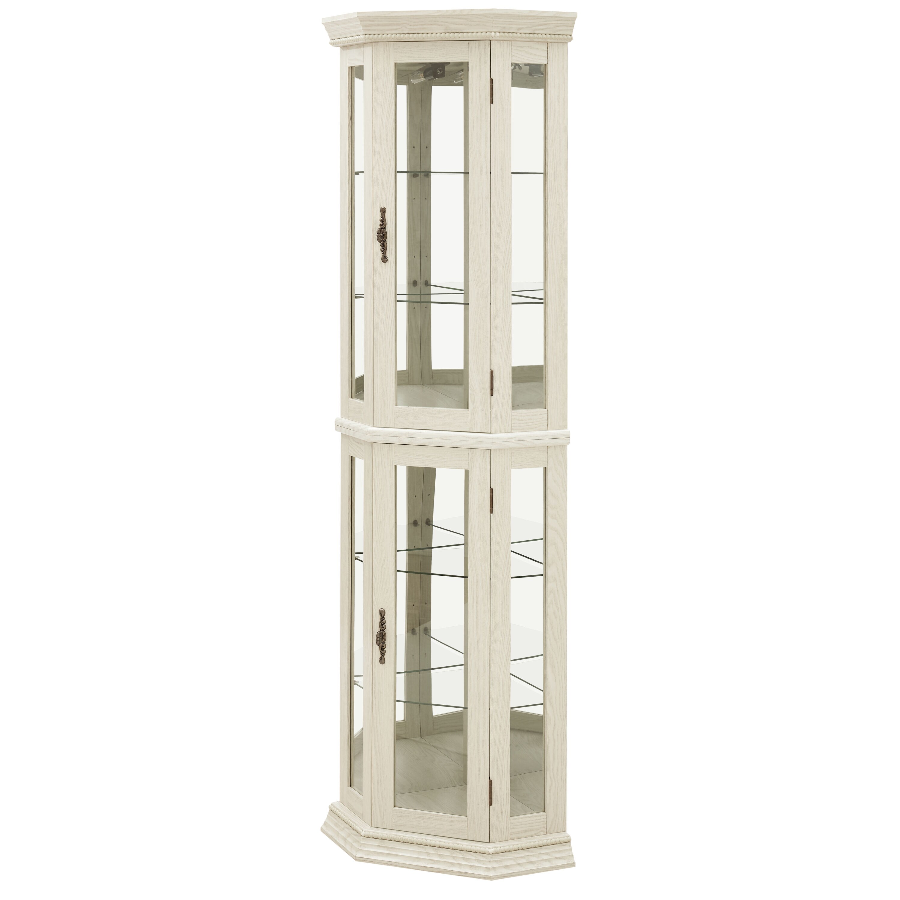 Blisstyle Lighted Corner Curio Cabinet Glass Display Shelf with ...