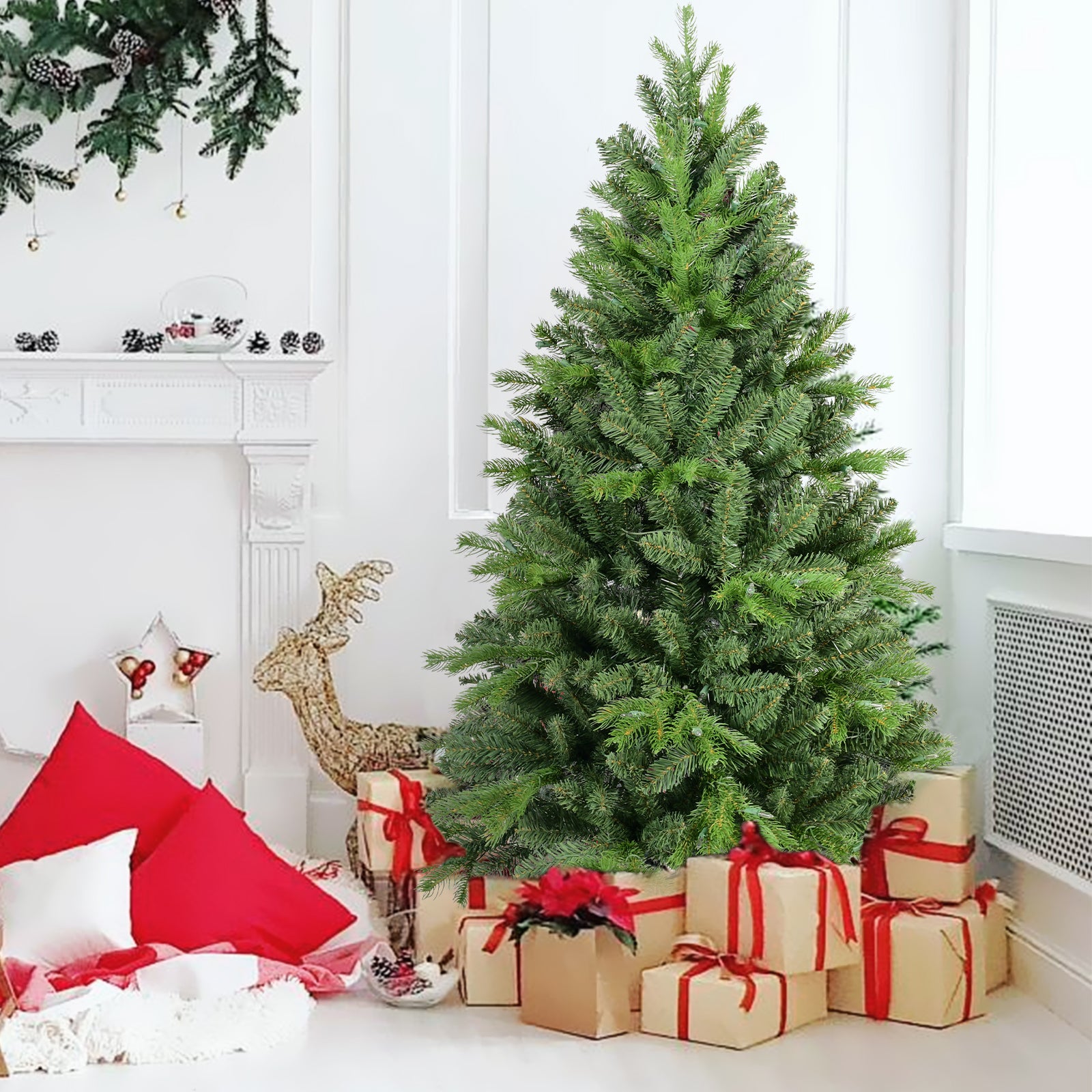 Boyel Living 5 ft. Christmas Tree with 756 Tips PE PVC Hinged Branches ...