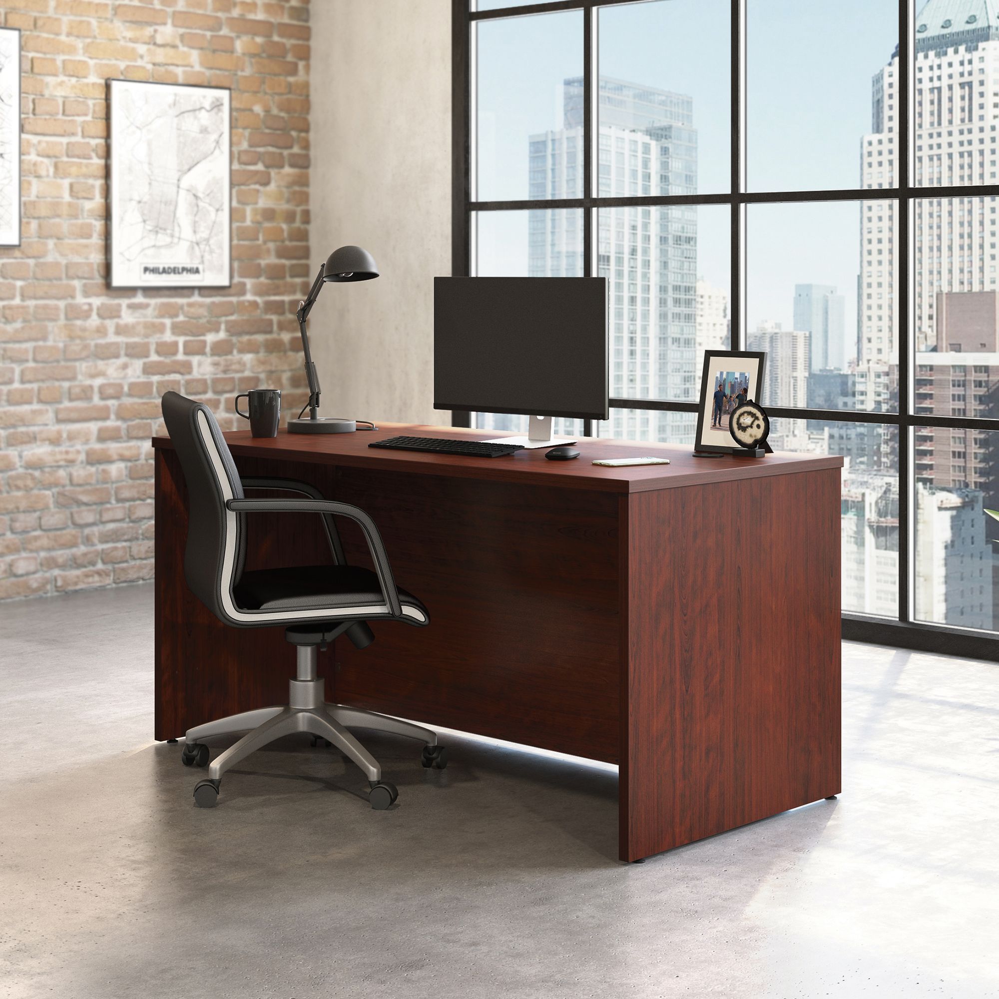 Sauder OfficeWorks by Affirm Commercial Office Desk Classic Cherry ...