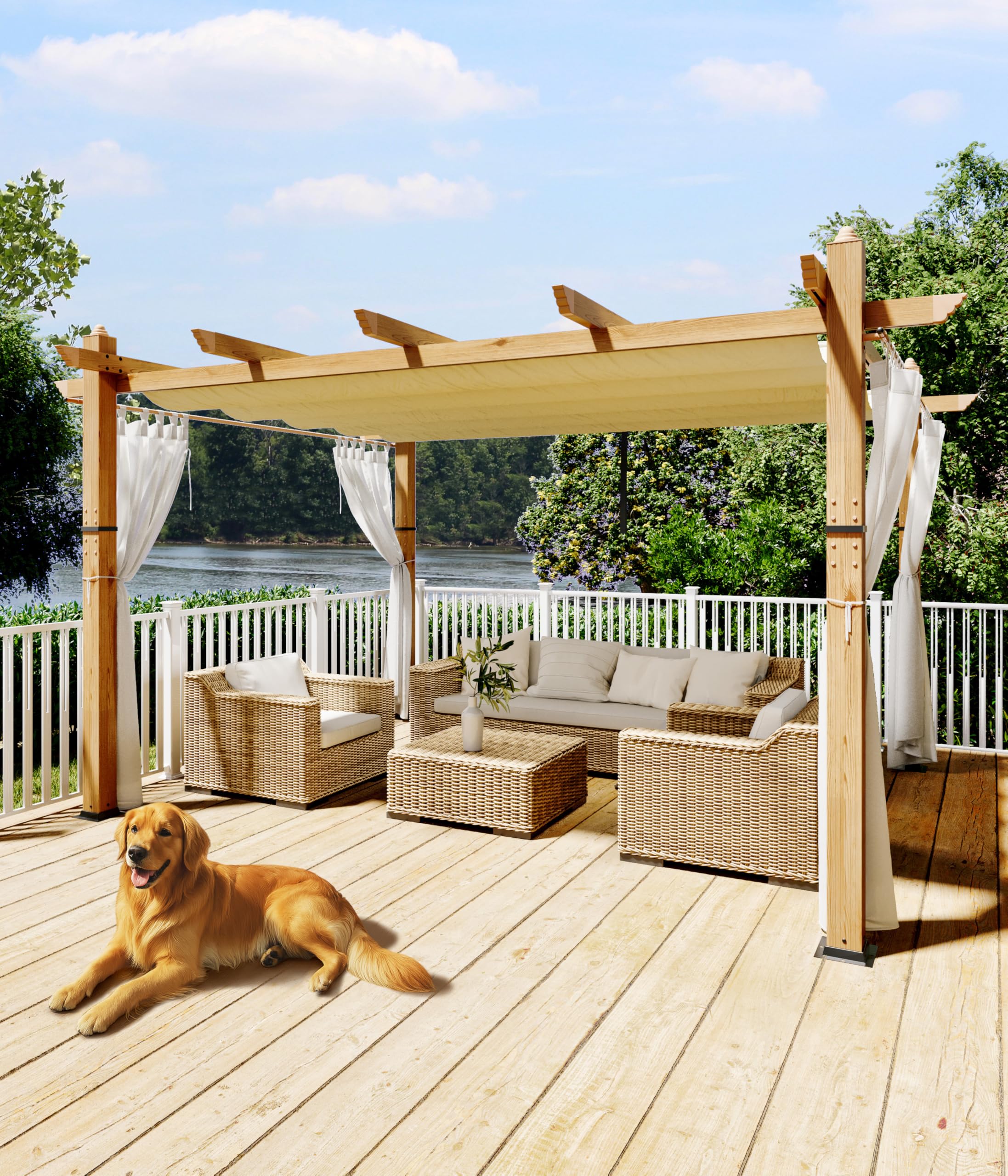 GarveeLife 10x13 ft Modern Aluminum Outdoor Pergola with Retractable ...