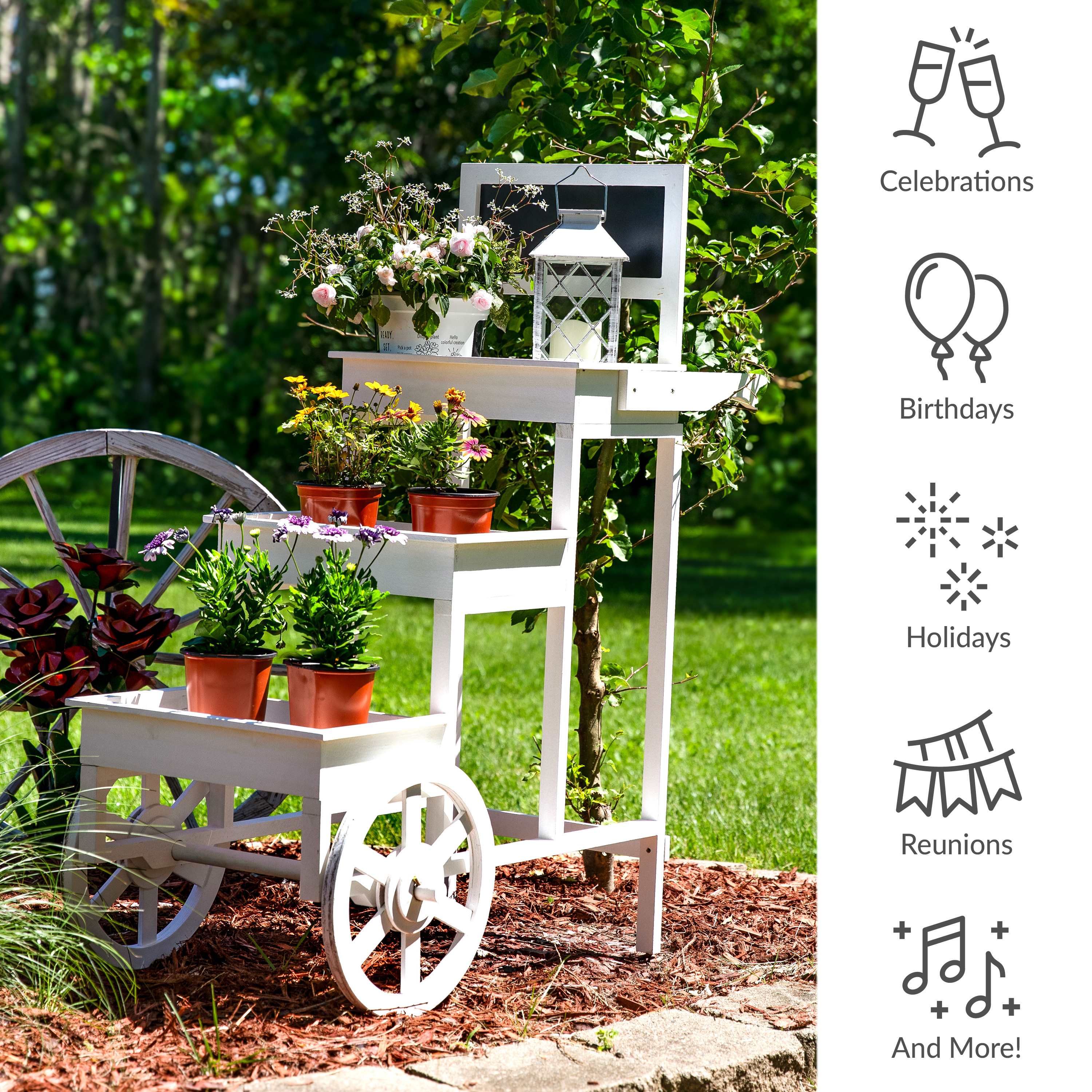 Sunnydaze Decor Sunnydaze 3-Tiered Flower Cart Display Stand with ...