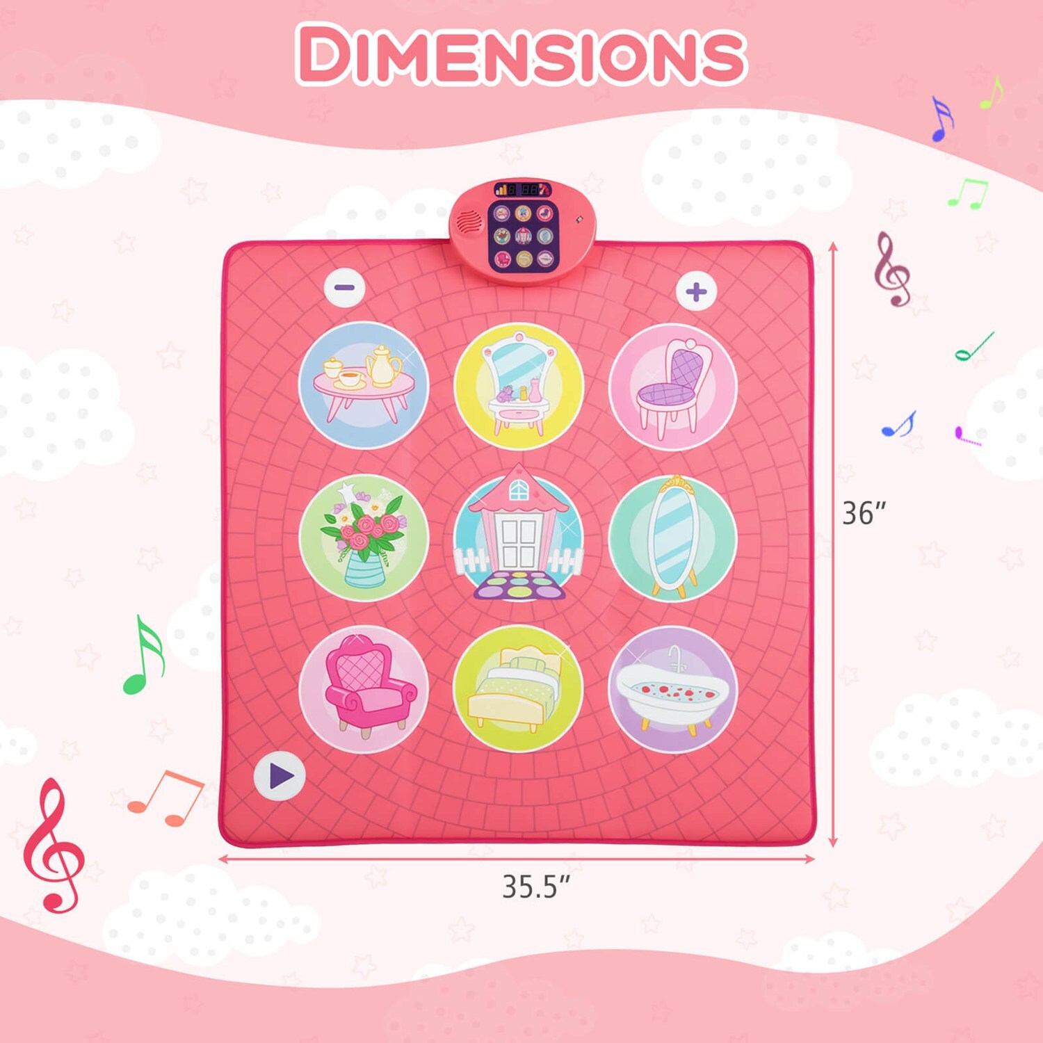 Costway Kids Dance Mat Electronic Dancing Pad with 3 Game Modes Music ...