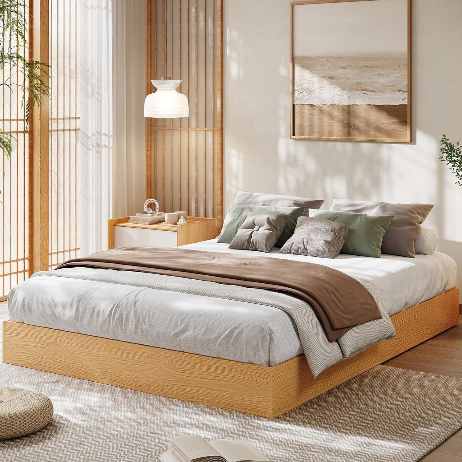 GAOMON California King Wood Platform Bed Frame Wooden Bed Frame Without ...