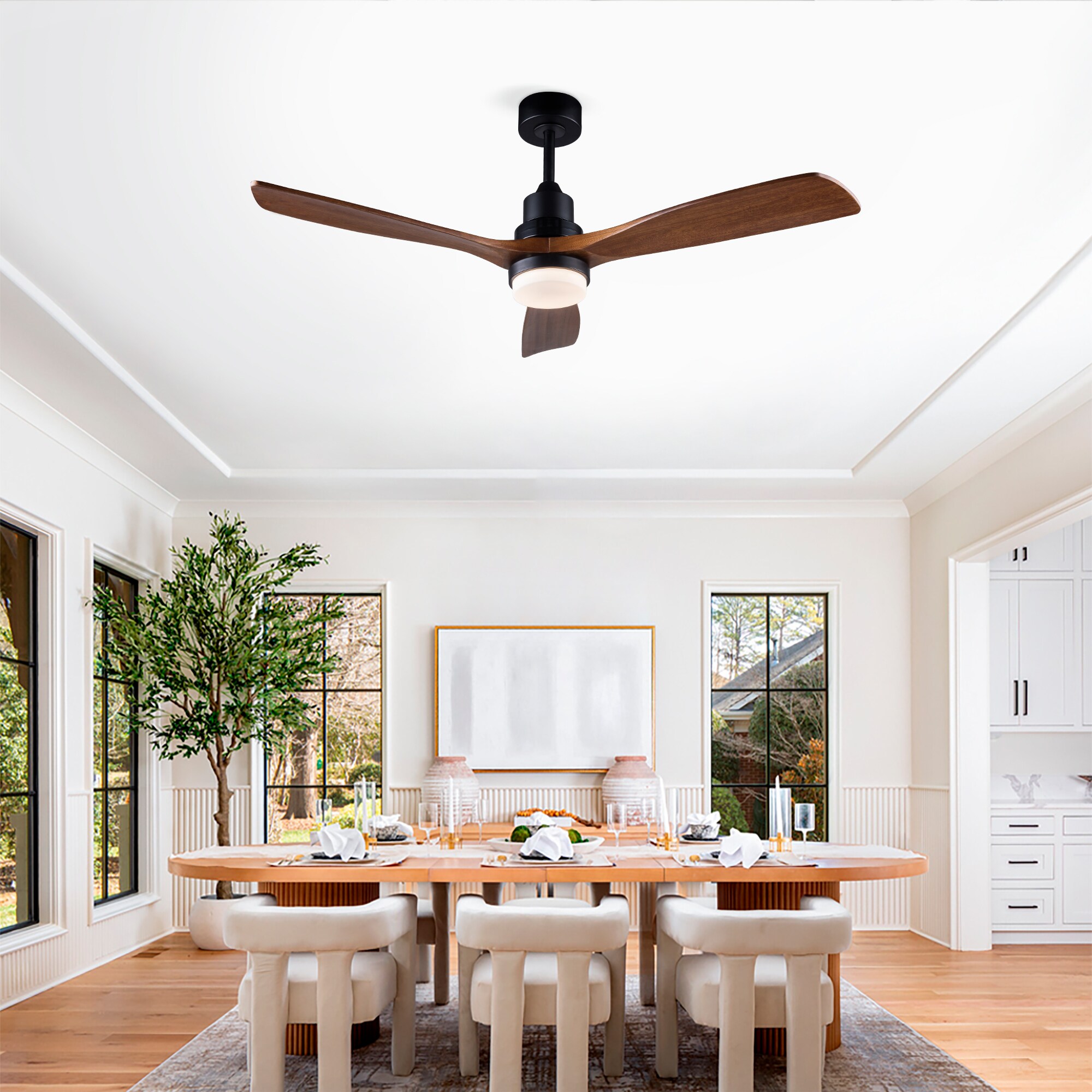GDFStudio 52 inch Ceiling Fan with lights with DC motor Remote Control ...