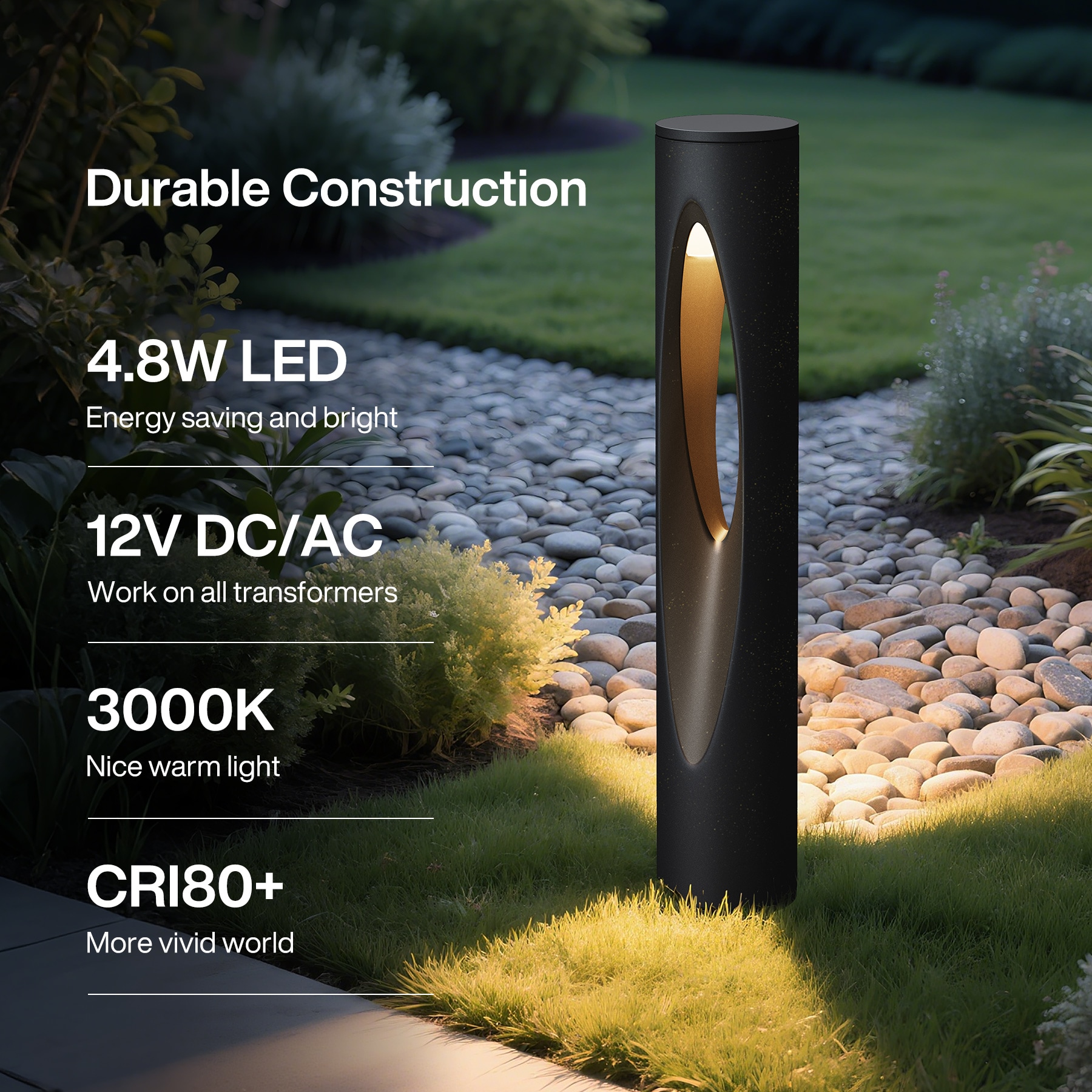 LITTLE TREE Black LED Hardwired Metal Pathway Light Set of 4 Modern ...