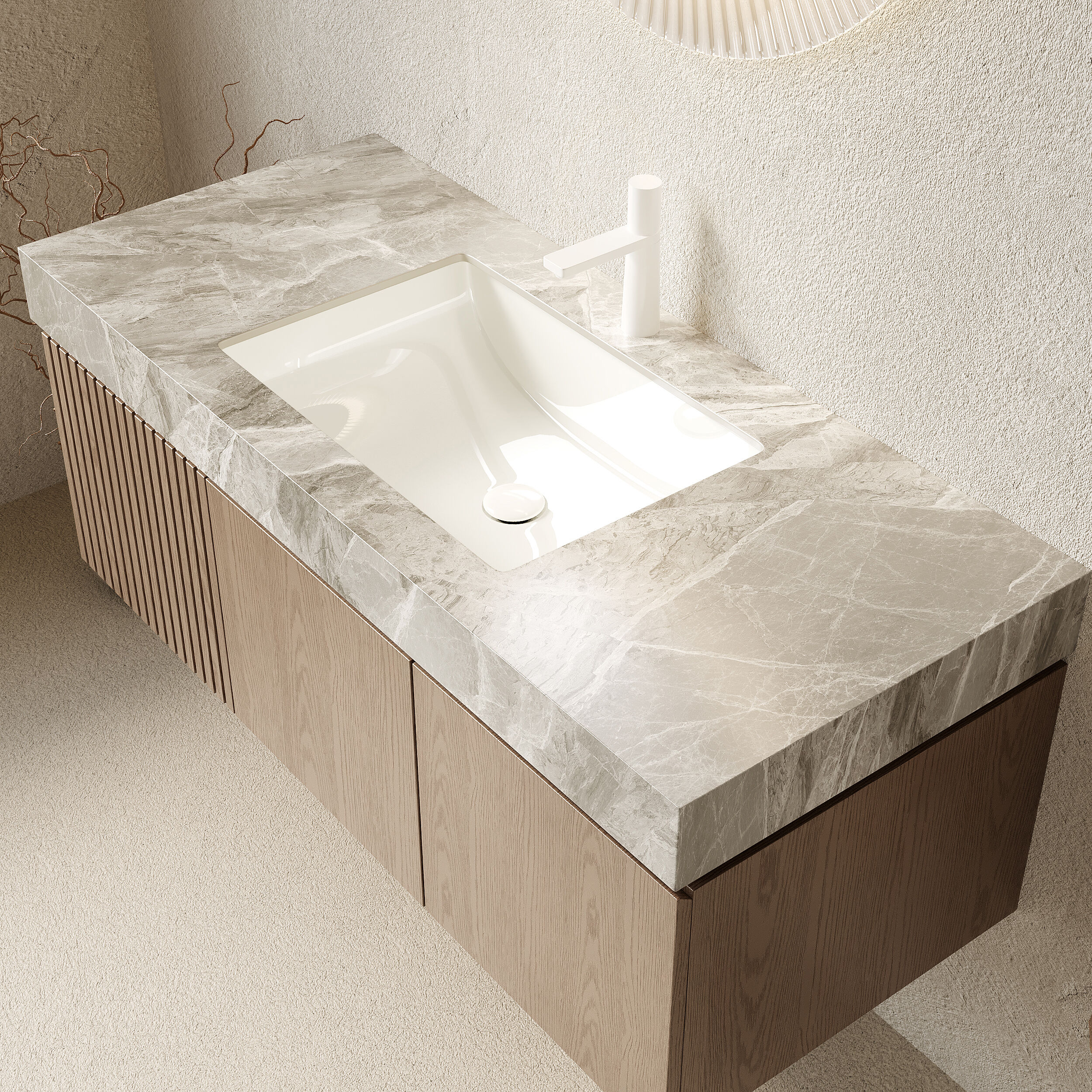 Afhocomp 48 in. Single Sink Wall-mount Light Brown Bath Vanity with ...