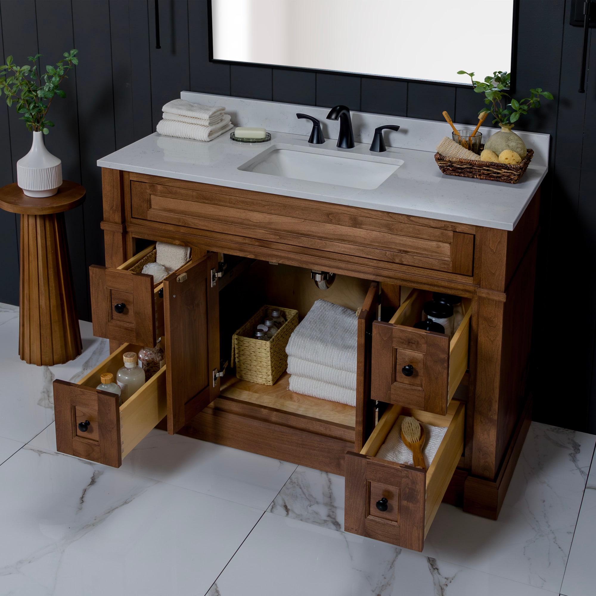 Diamond Rhaelen 48-in Dawn Brown Undermount Single Sink Bathroom Vanity ...