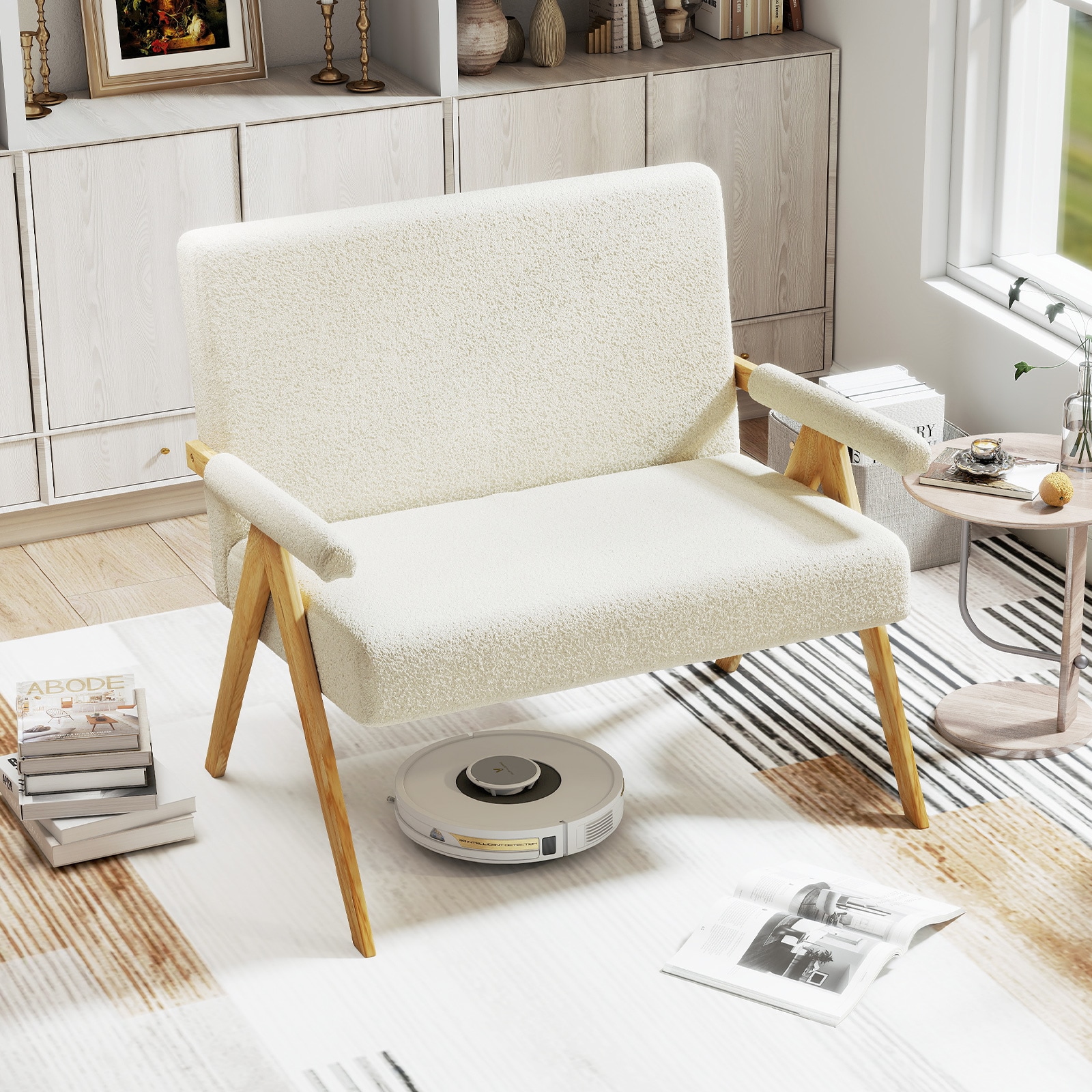SUGIFT Loveseat Sofa with Padded Armrests Wooden Legs 463-lb Capacity ...