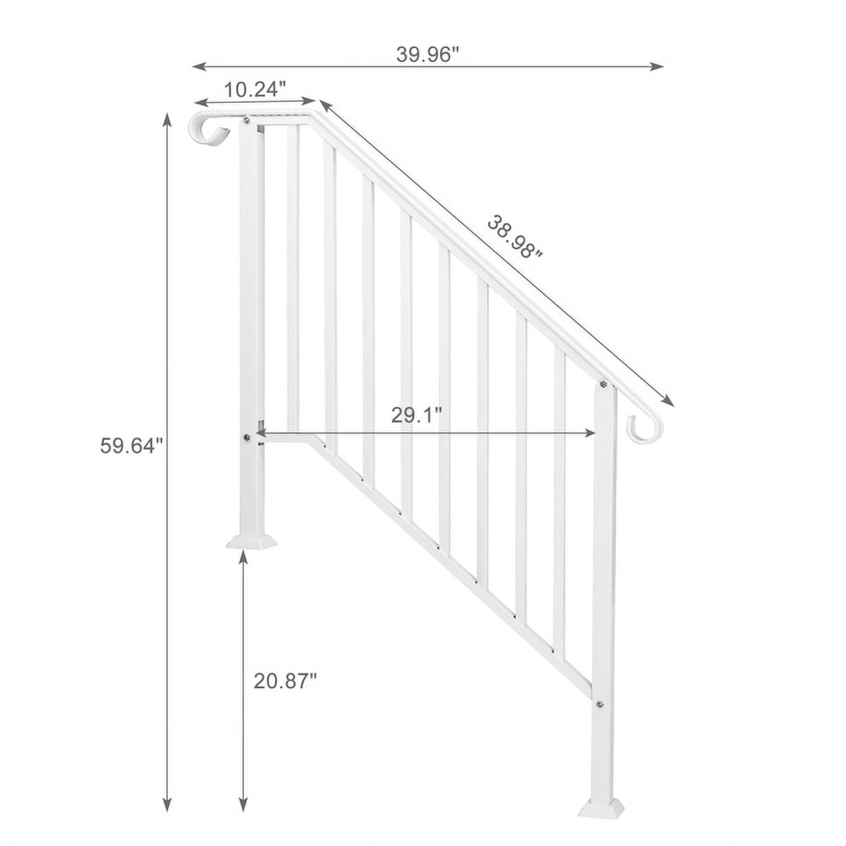 Zyerch Handrails for Outdoor Steps Iron Handrail Fits 3 Steps ...