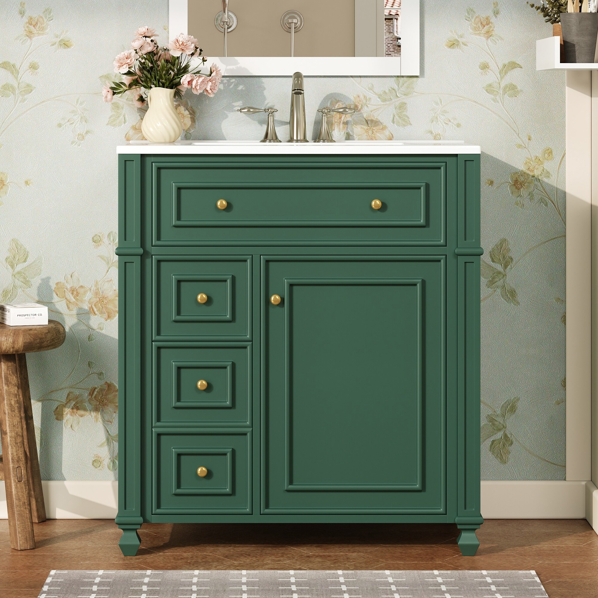 AAZJ Bathroom Vanities with Tops 30-in Green Undermount Single Sink ...